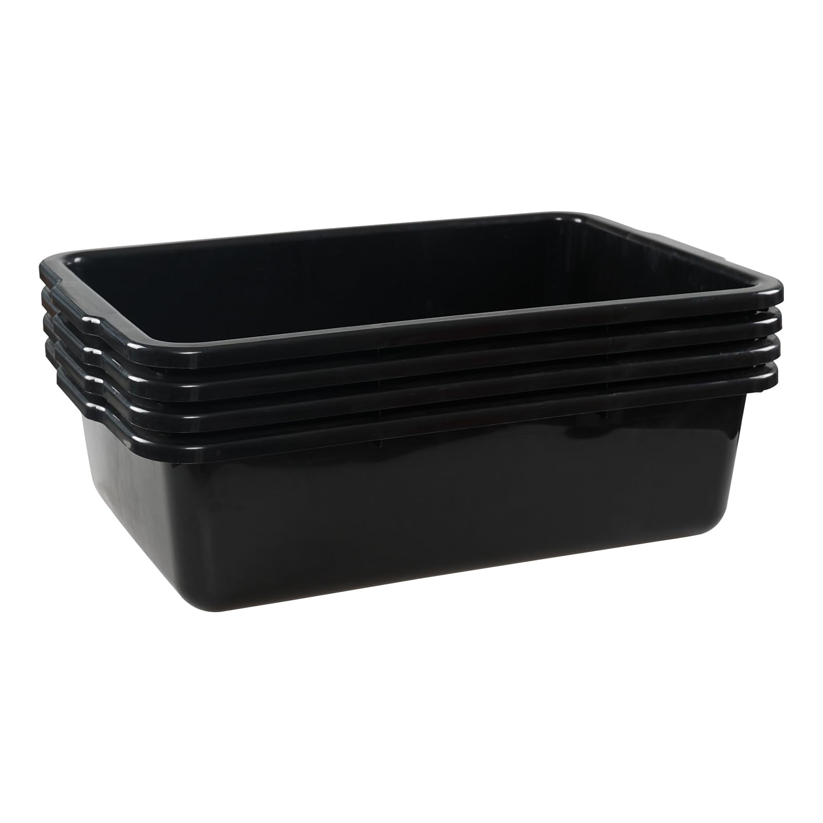 32L Large Commercial Bus Box Plastic Utility Tub Set of 4, Heavy Duty ...