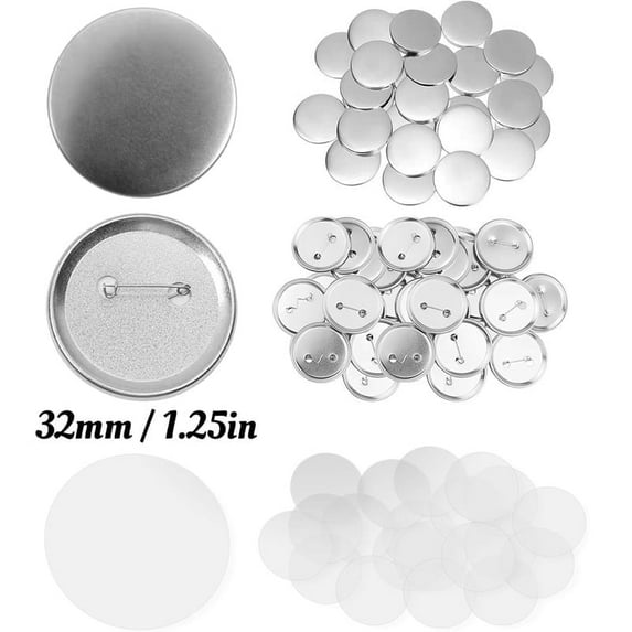 32MM Metal Blank Button Badge Parts with Blank Paper for Button Maker ...
