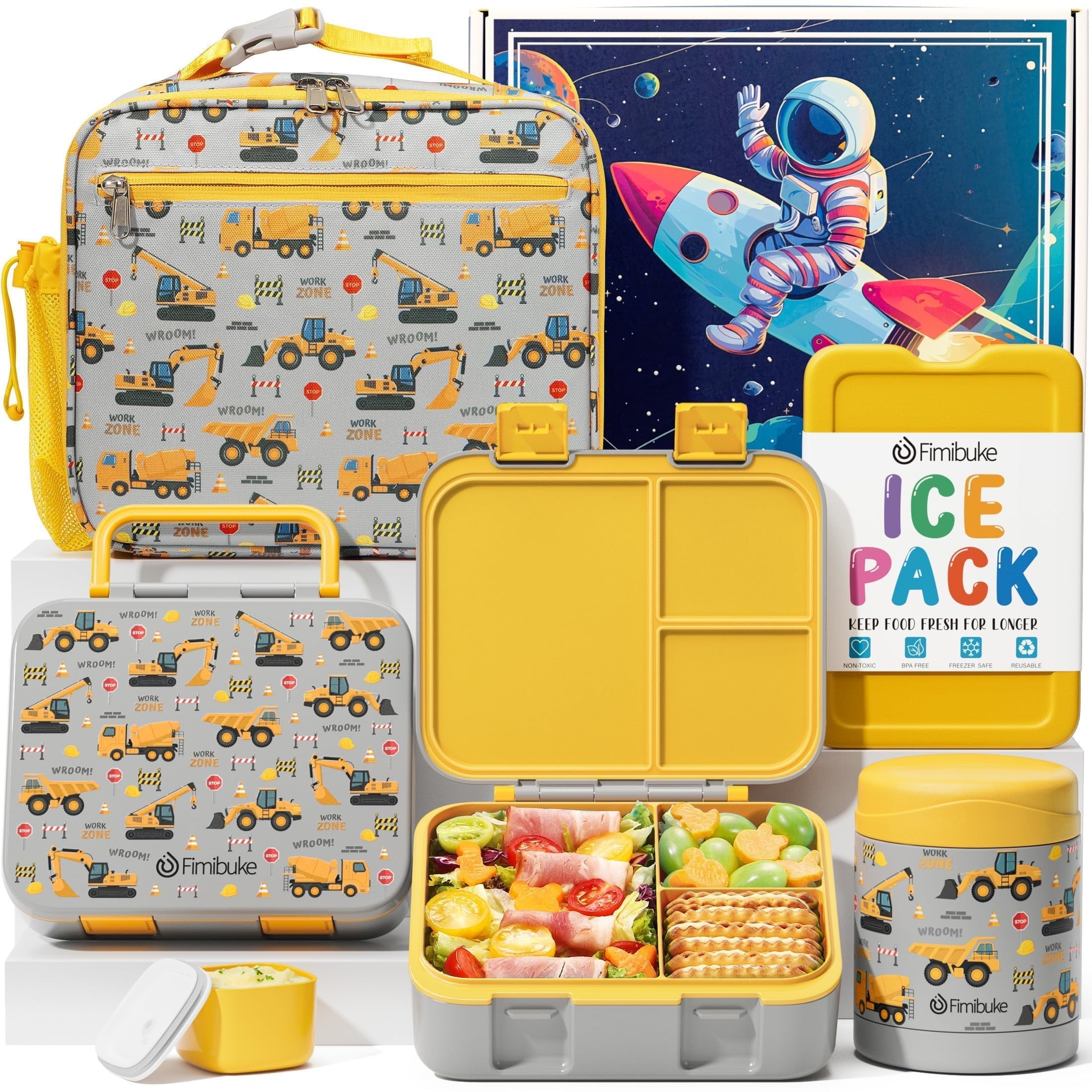 32OZ Bento lunch Box with 12oz Thermos, Insulated Lunch Bag & Ice Pack ...