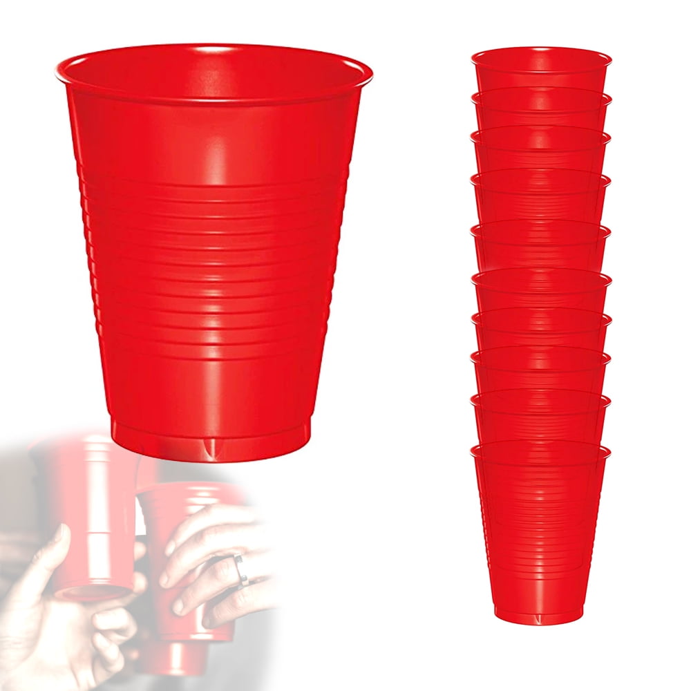 32PC Disposable Party Cups Red Cup Drinking Plastic 16oz Home College ...