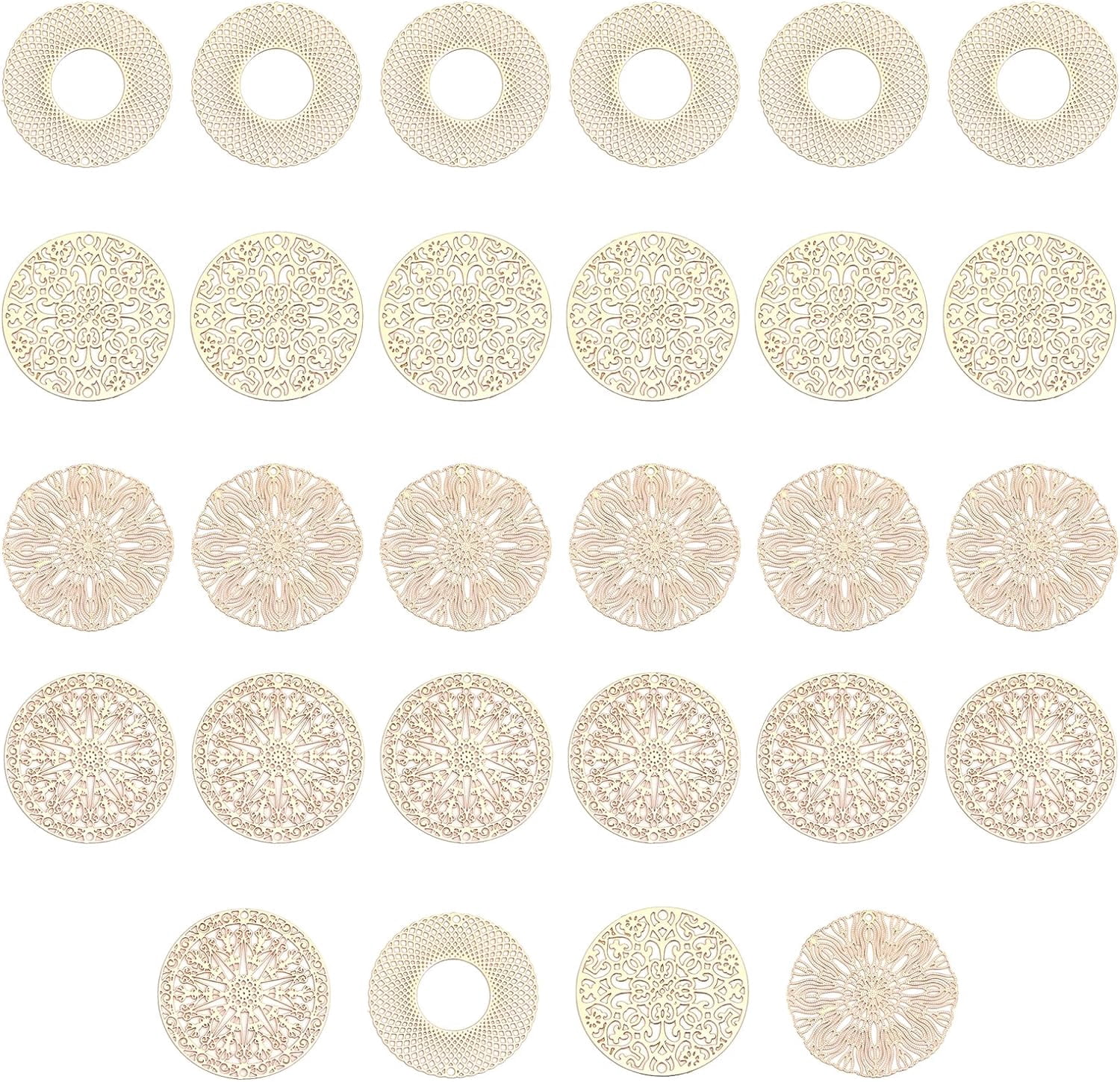 32PCS 4 Styles Brass Filigree Joiners Links Etched Metal Embellishments ...