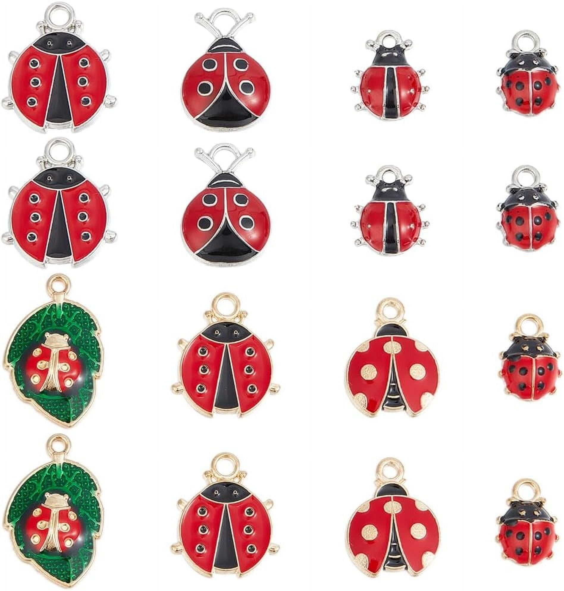 32PCS 8 STYLES Ladybug Charms Bulk Insect Charm Enamel Lucky Red ...