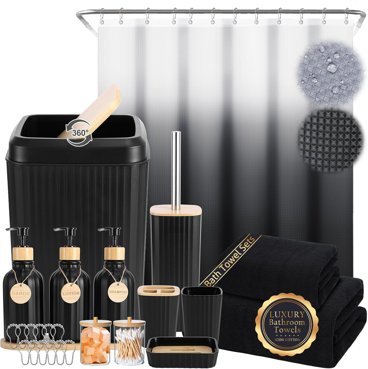 32PCS Bathroom Set Bathroom Accessories with Shower Curtain and Bath ...