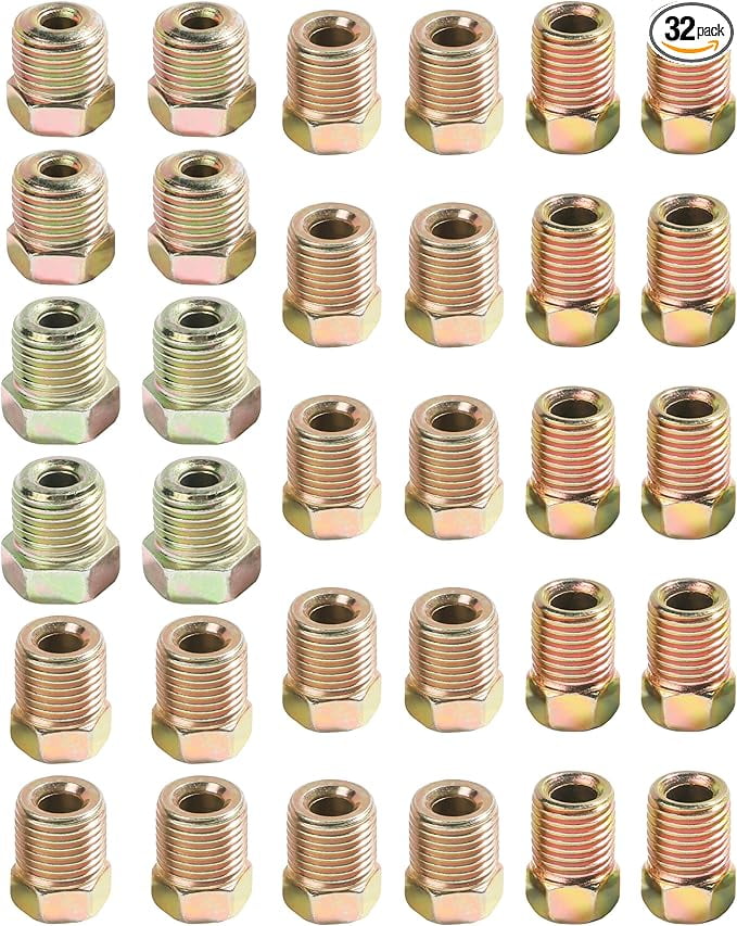 32PCS Brake Line Fittings,Brass Brake Line Fittings Kit,Metric Brake ...