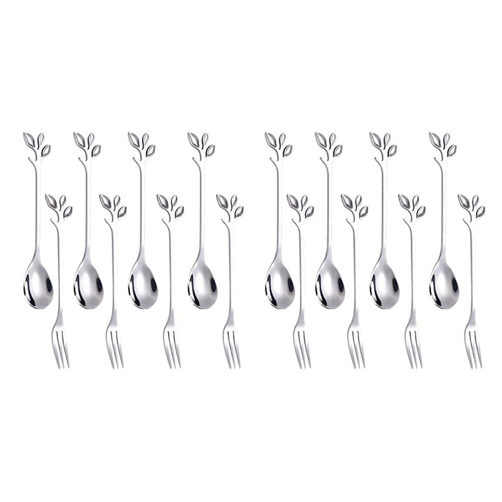 32PCS Dessert Spoon and Fork Set Cake Fork Coffee Spoon Fruit Fork ...