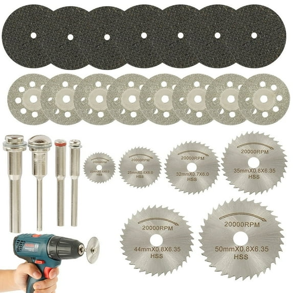 Willstar 32PCS Diamond Cutting Wheels Kit, HSS Saw Blades, Resin Discs ...