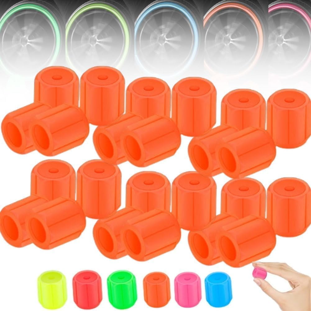 32PCS Fluorescent Glow in The Dark Car Tire Valve Cap Set Durable ...