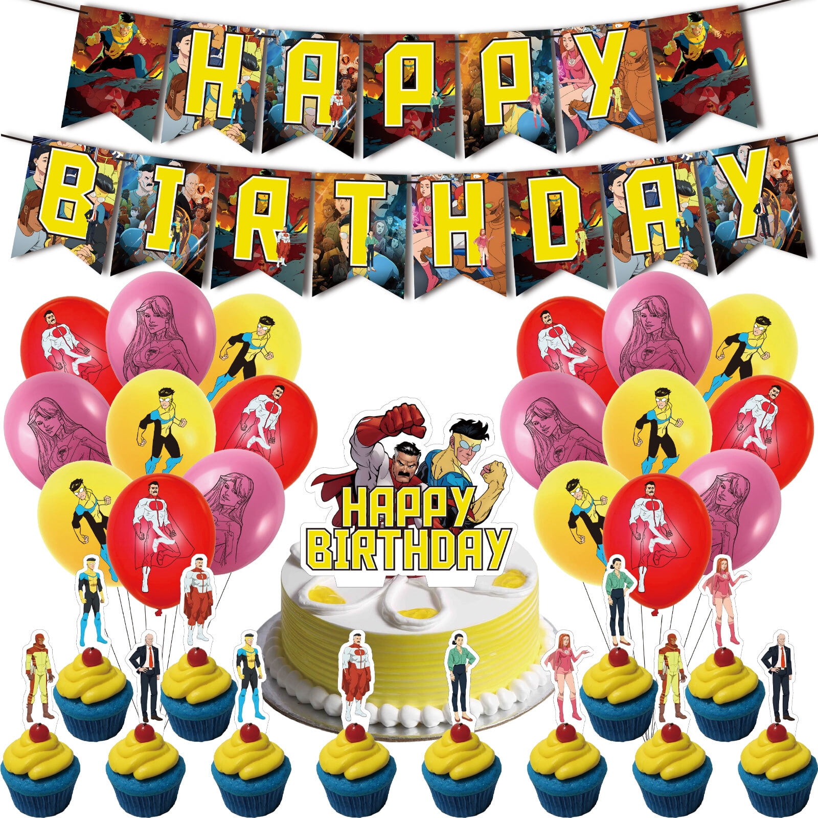 32PCS For Invincible Birthday Party Decorations,18 Balloons,With 1 ...