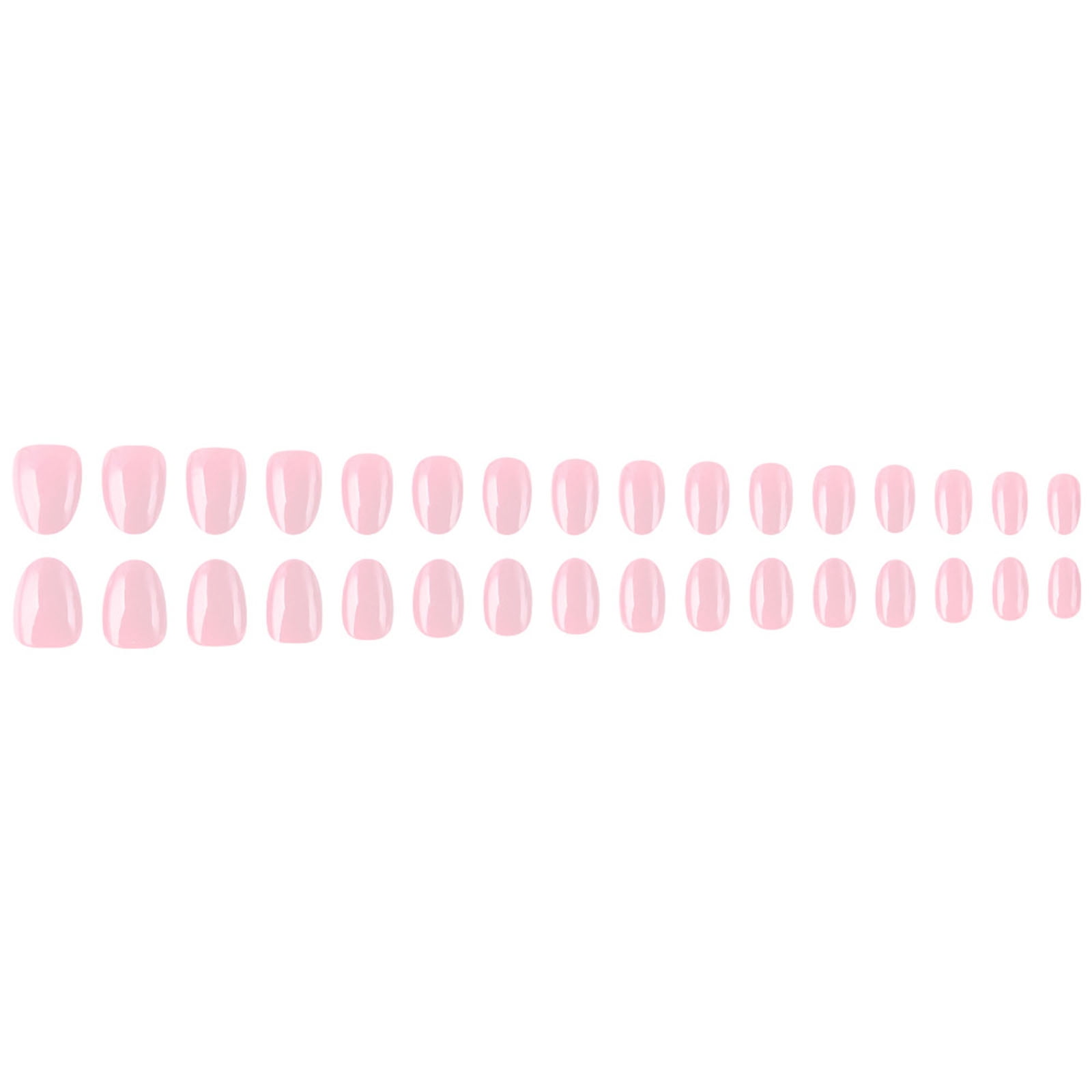 32PCS Glossy Fake Nails Short Oval Shape ABS Artificial Nails ...
