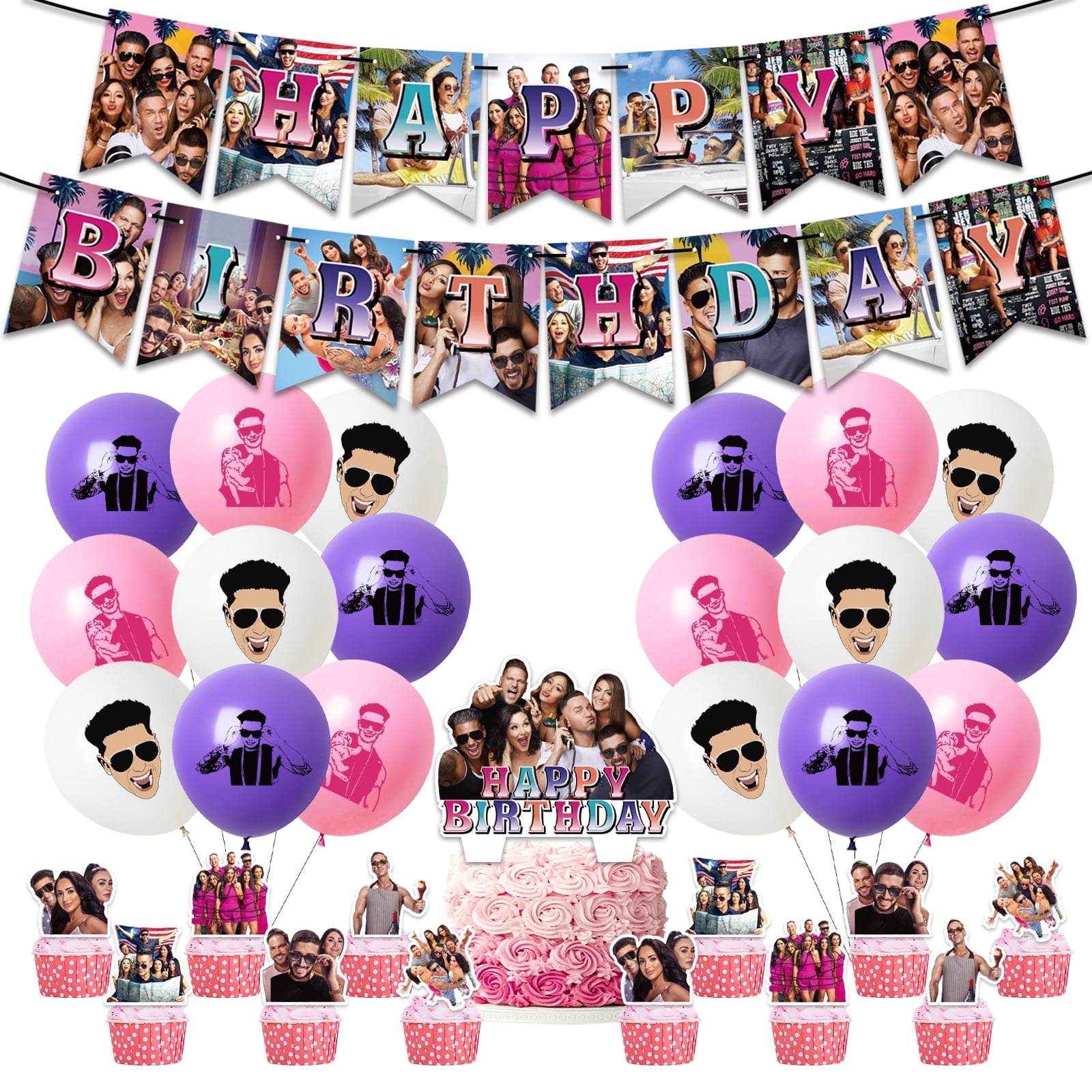 32PCS For Jersey Shore Theme Birthday Party Decorations Set with Banner ...