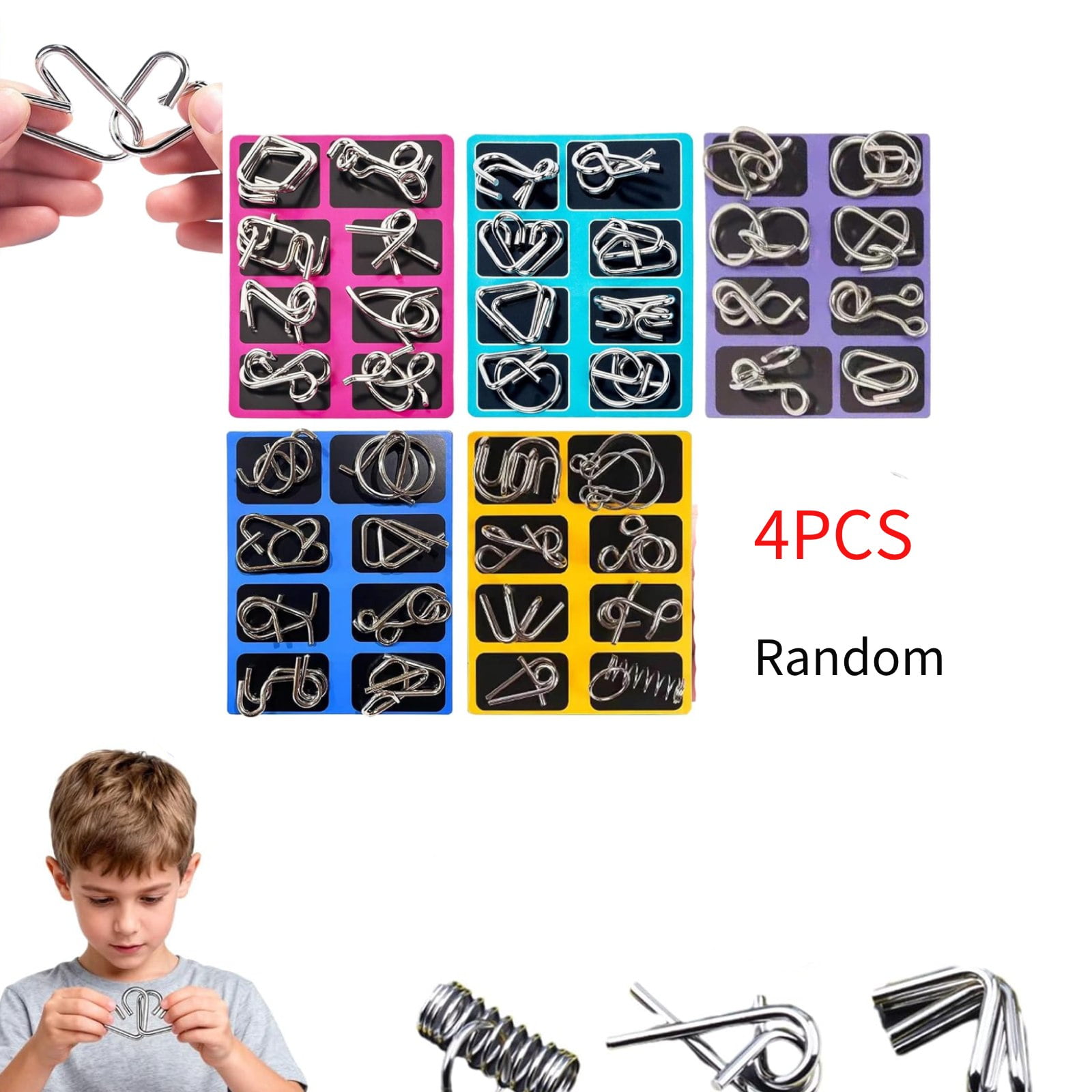 32PCS Metal Montessori Puzzles, 3D Metal Puzzle Solving Set, Metal ...
