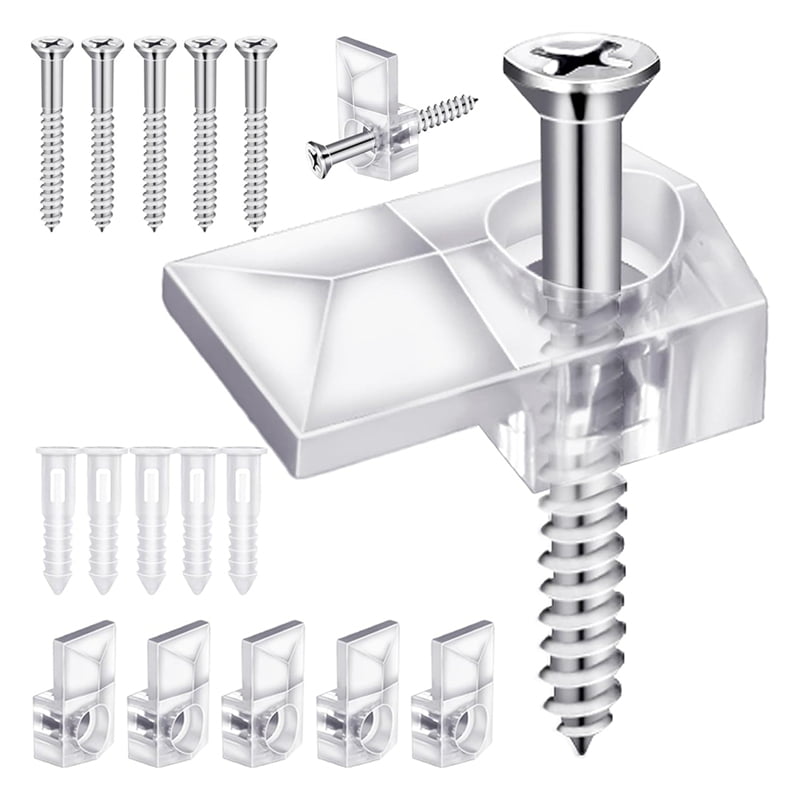 32Pack Mirror Holder Clips,Clear Plastic Mirror Clip,Frameless Mirror ...