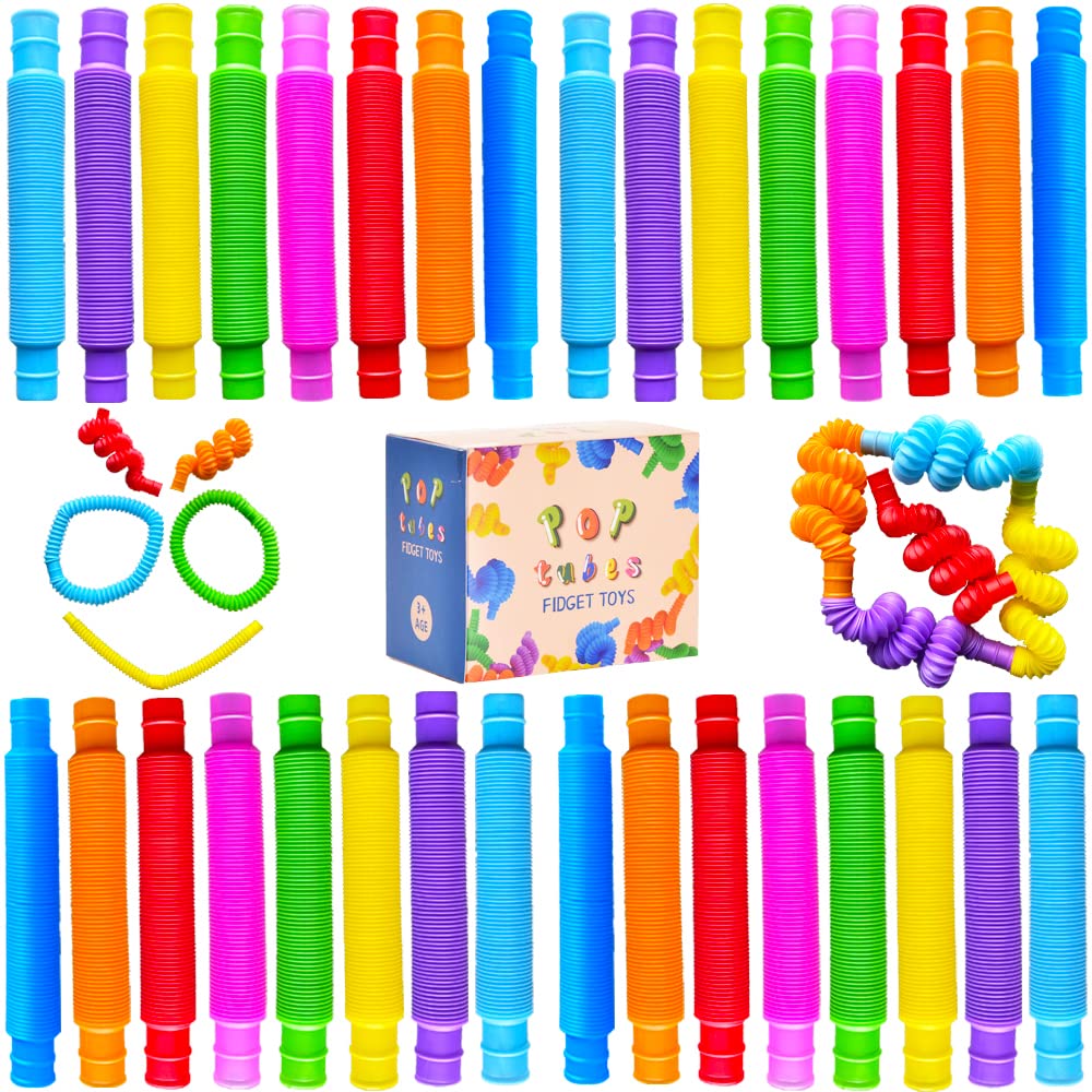 32Pack Pop Tubes, Fidget MMF7 Tubes for Children and Adult Sensory ...