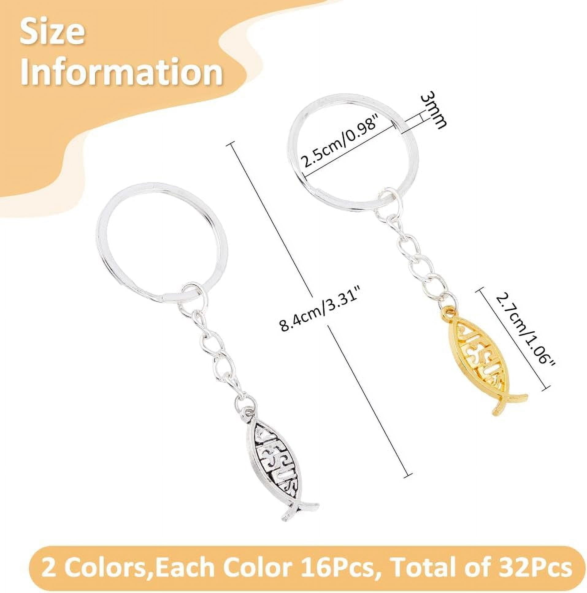 32Pcs 2 Colors Alloy Jesus Fish Keychains Metal Jesus Christian Fish ...
