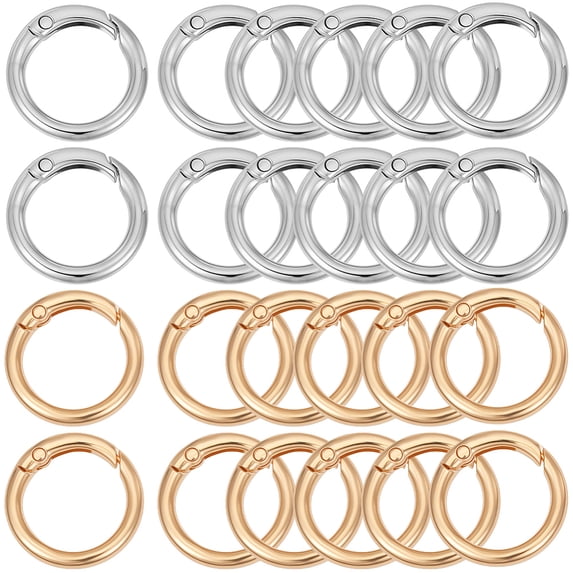 32Pcs 2 Colors Alloy Spring Gate Rings Ring Platinum & Light Gold ...