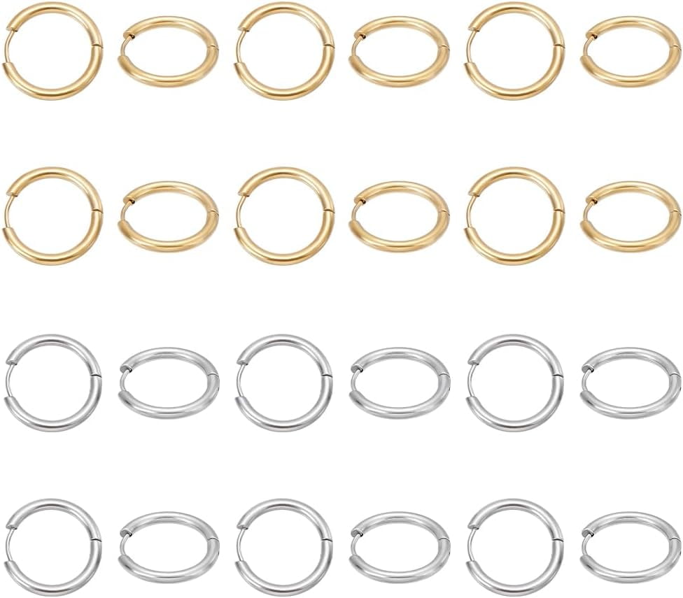 32Pcs 2 Colors Huggie Hoop Earrings 20mm Ear Cuff Golden Tiny Hoop ...
