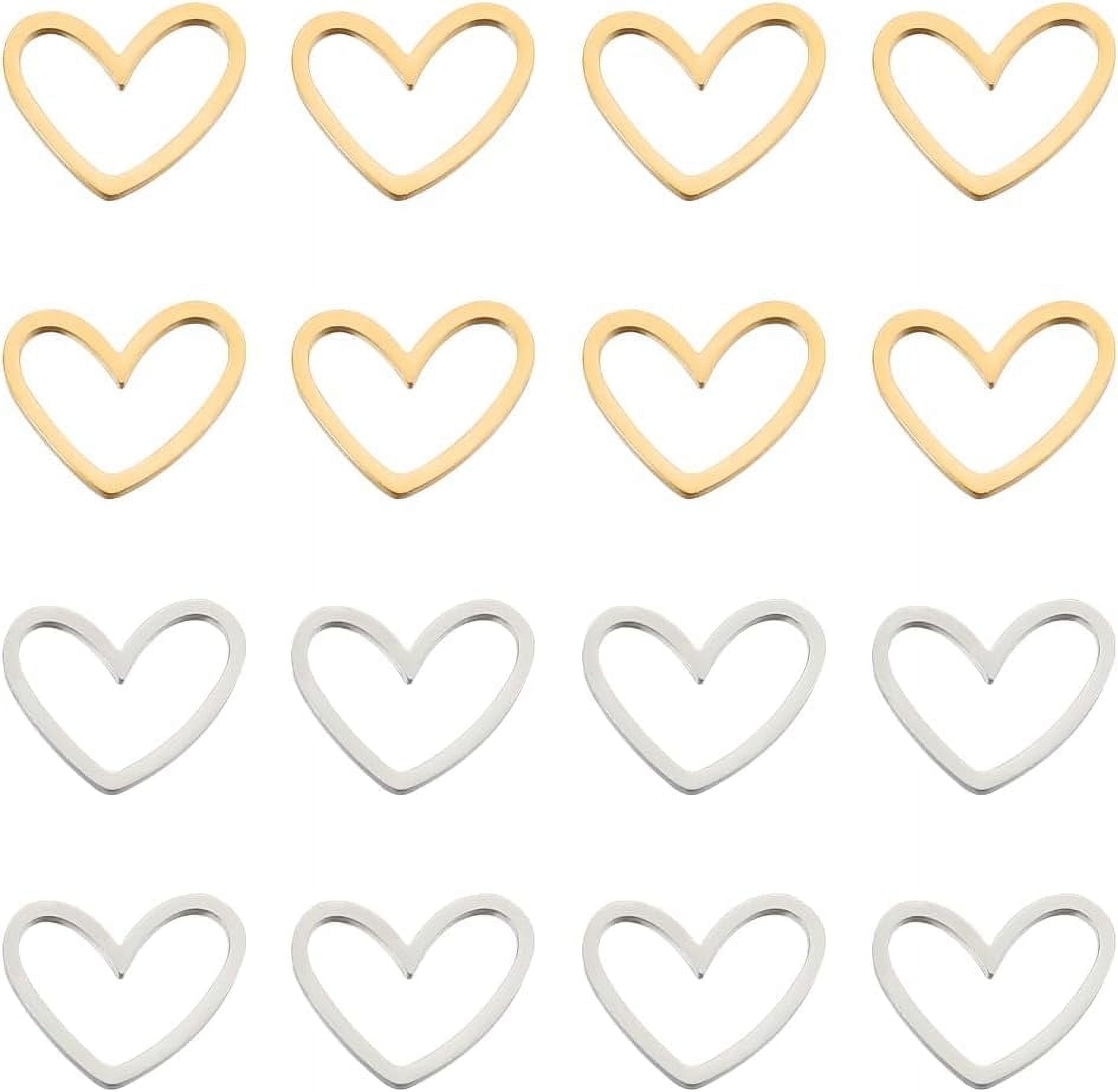32Pcs 2 Colors Stainless Steel Linking Rings Asymmetrical Heart Linking ...