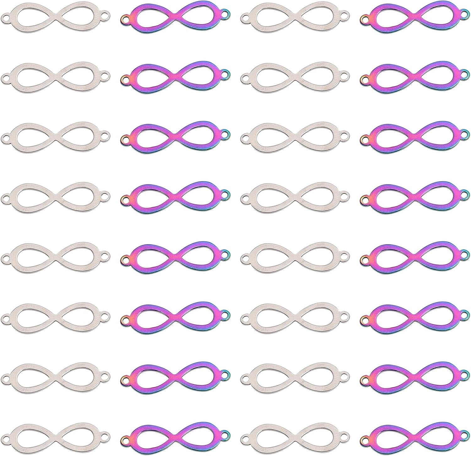 32Pcs 2Colors Infinity Links Charms Stainless Steel Connector Charms ...