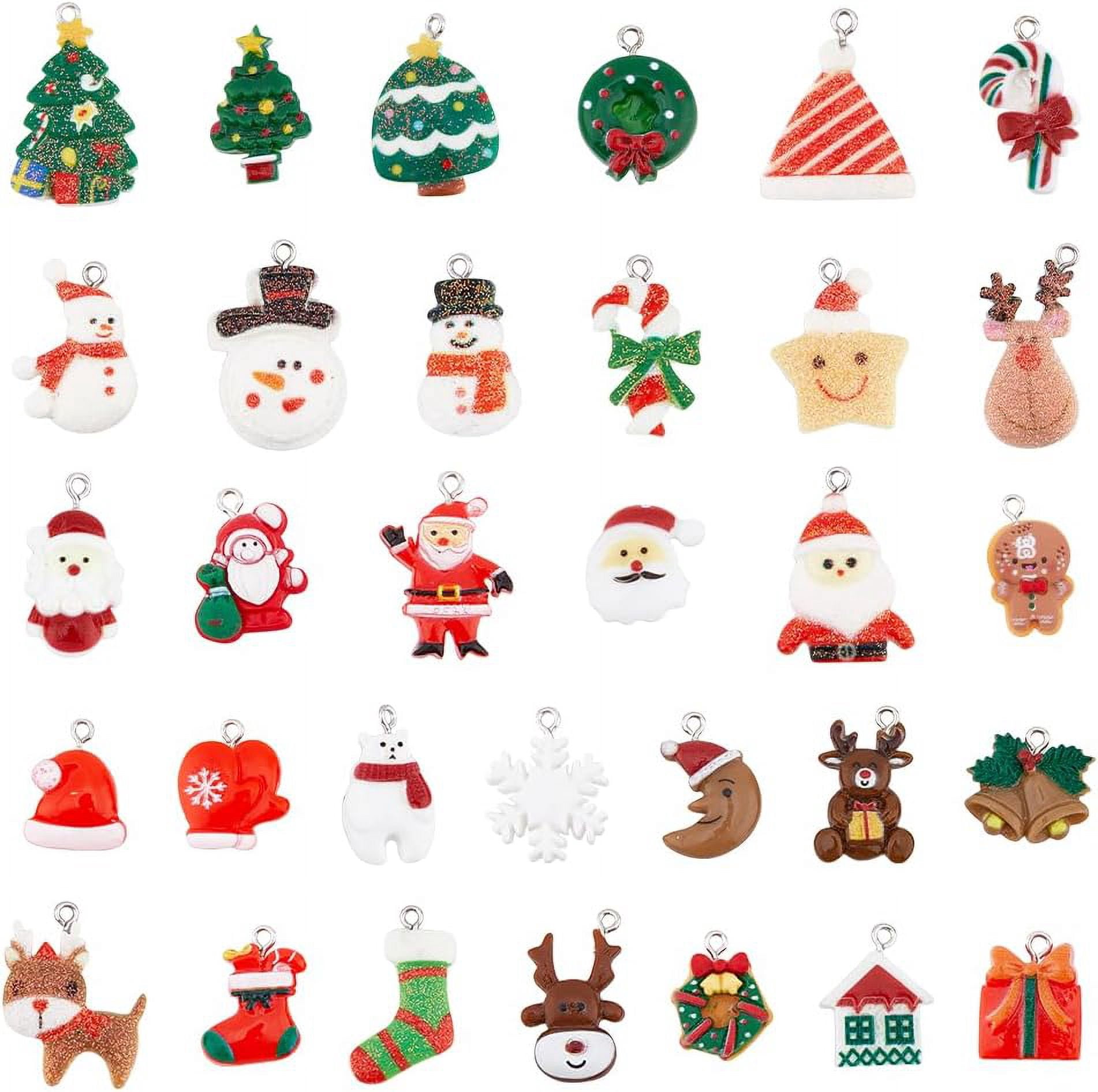 32Pcs 32 Styles Christmas Theme Pendants Opaque Resin Glitter Charms ...
