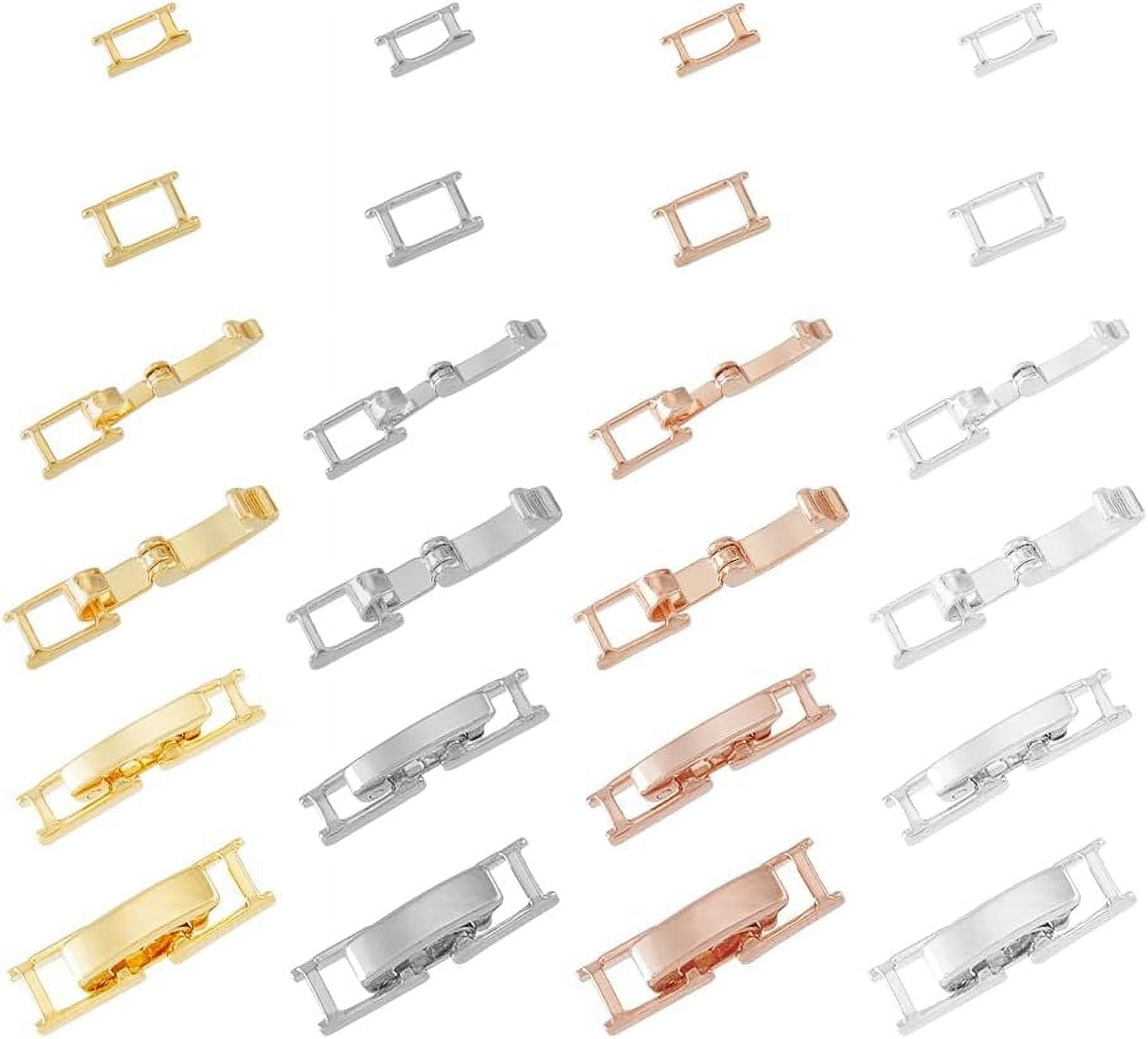 32Pcs 4 Colors Fold Over Clasps 2 Sizes Brass Bracelet Necklace Jewelry ...