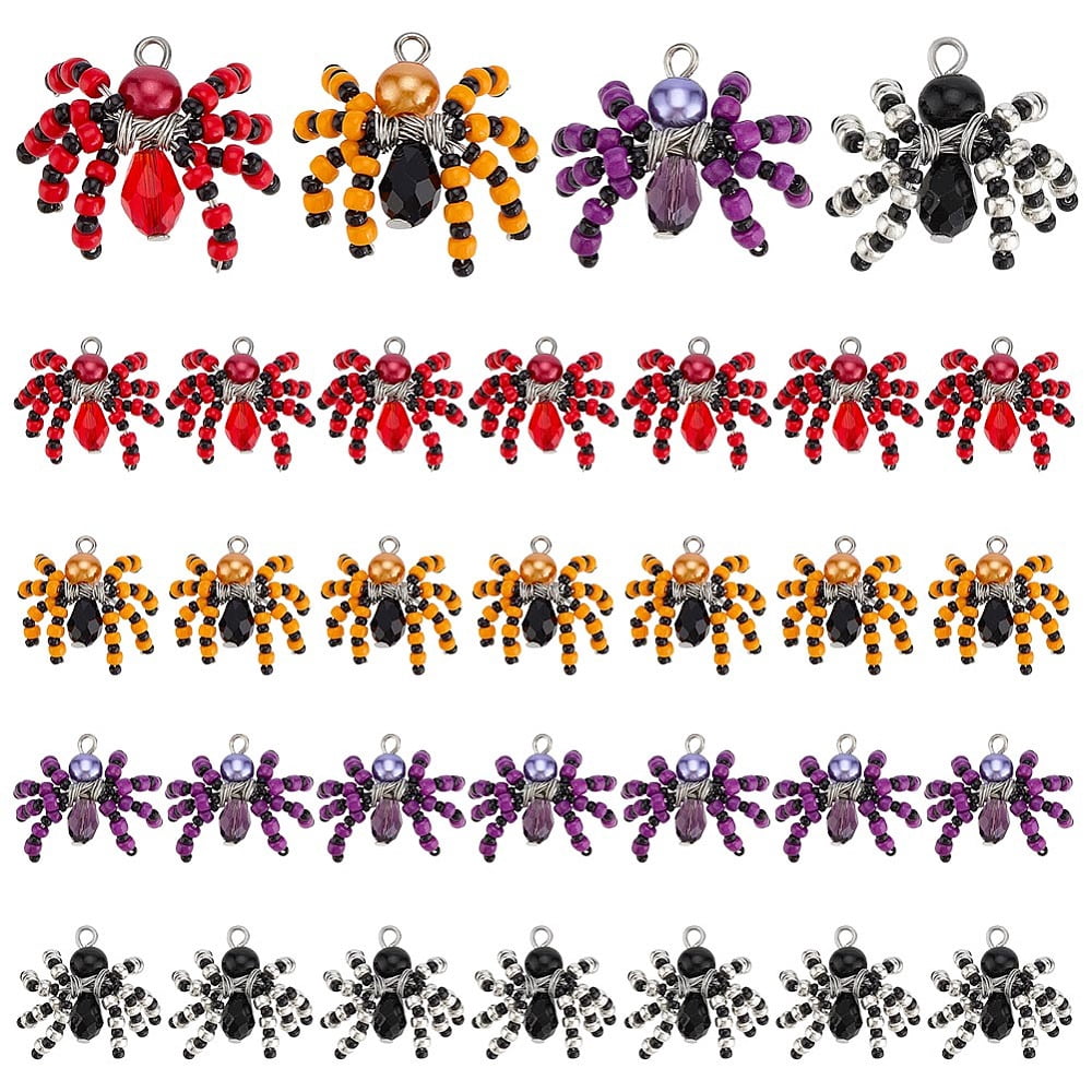 32Pcs 4 Colors Theme Handmade Glass Seed Beads Loom Pattern with Eco ...