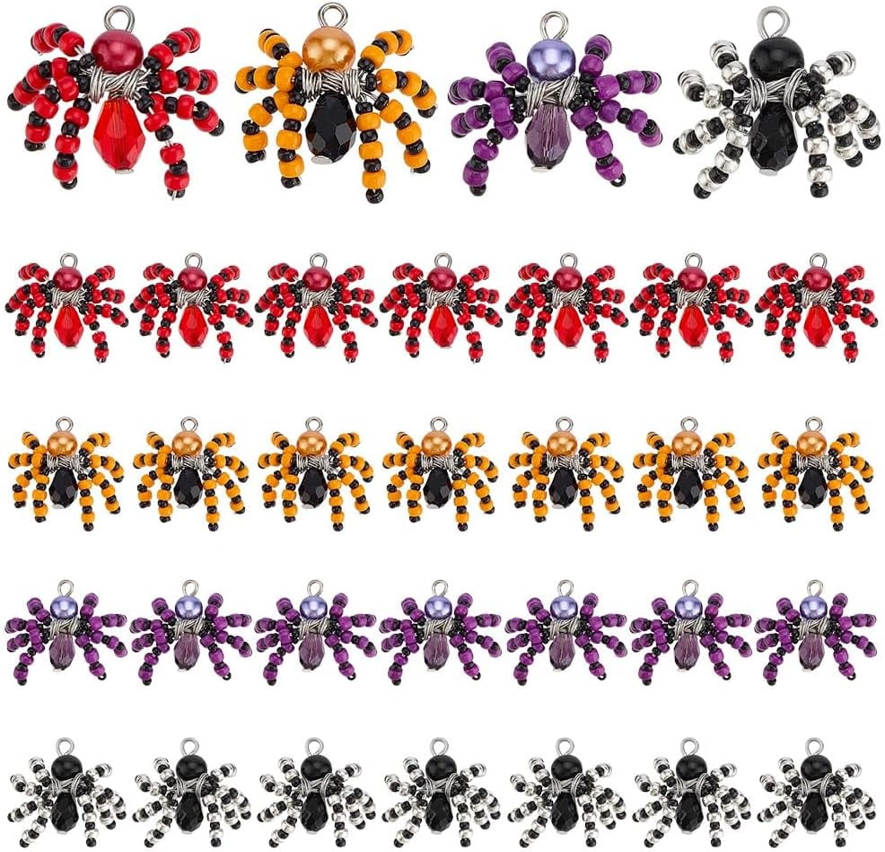 32Pcs 4 Colors Theme Handmade Glass Seed Beads Loom Pattern with Eco ...