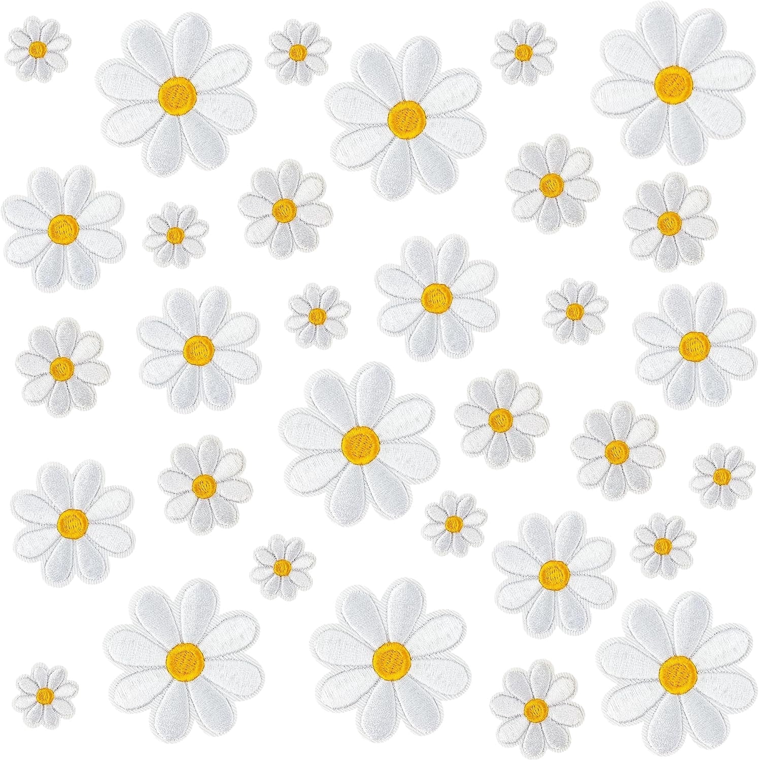 32Pcs 4 Sizes Daisy Flower Iron on Patches Cute Daisy Floral Embroidery ...