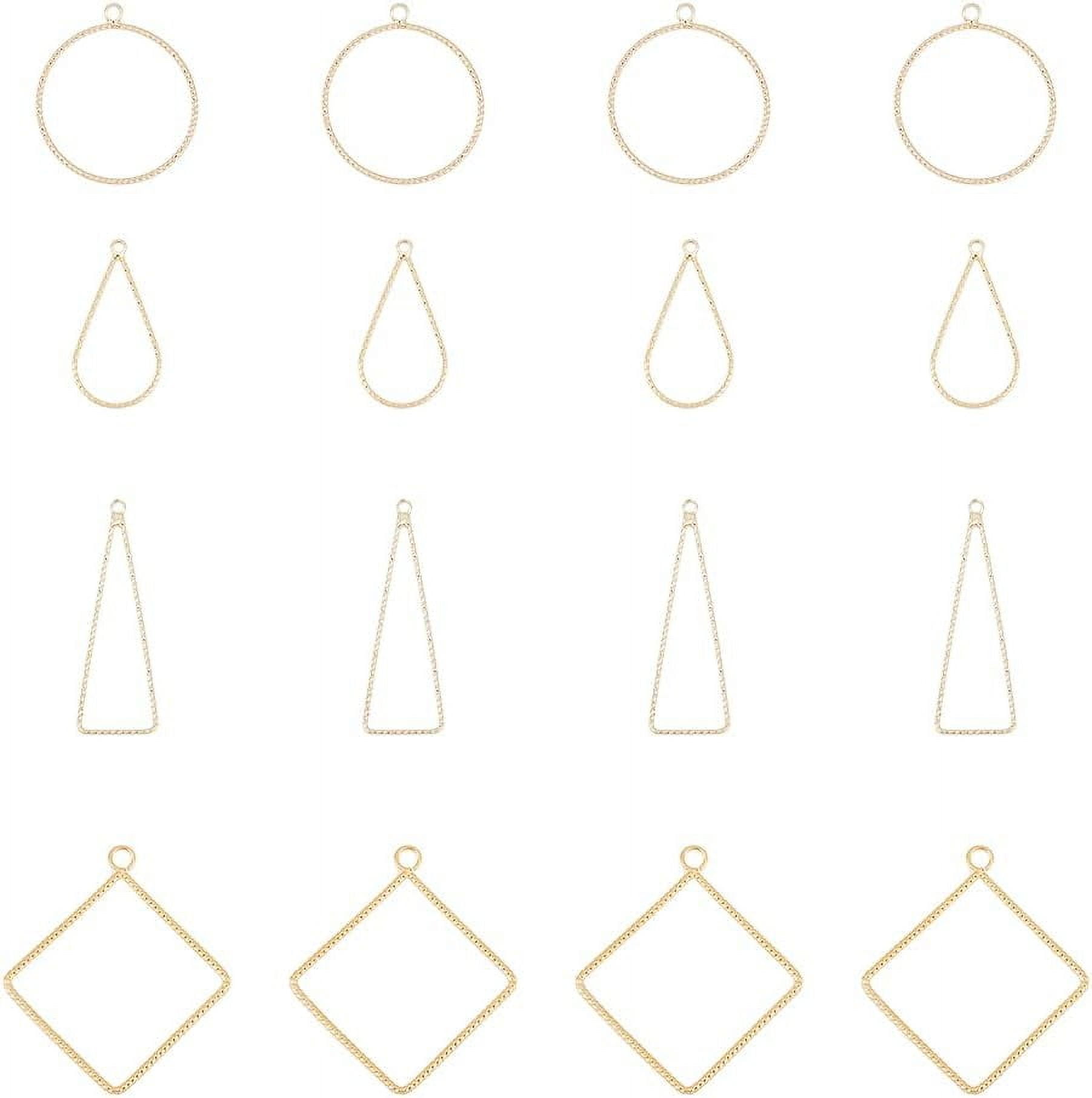 32Pcs 4 Style Real 18K Gold Plated Brass Geometric Hollow Frame Pendant ...