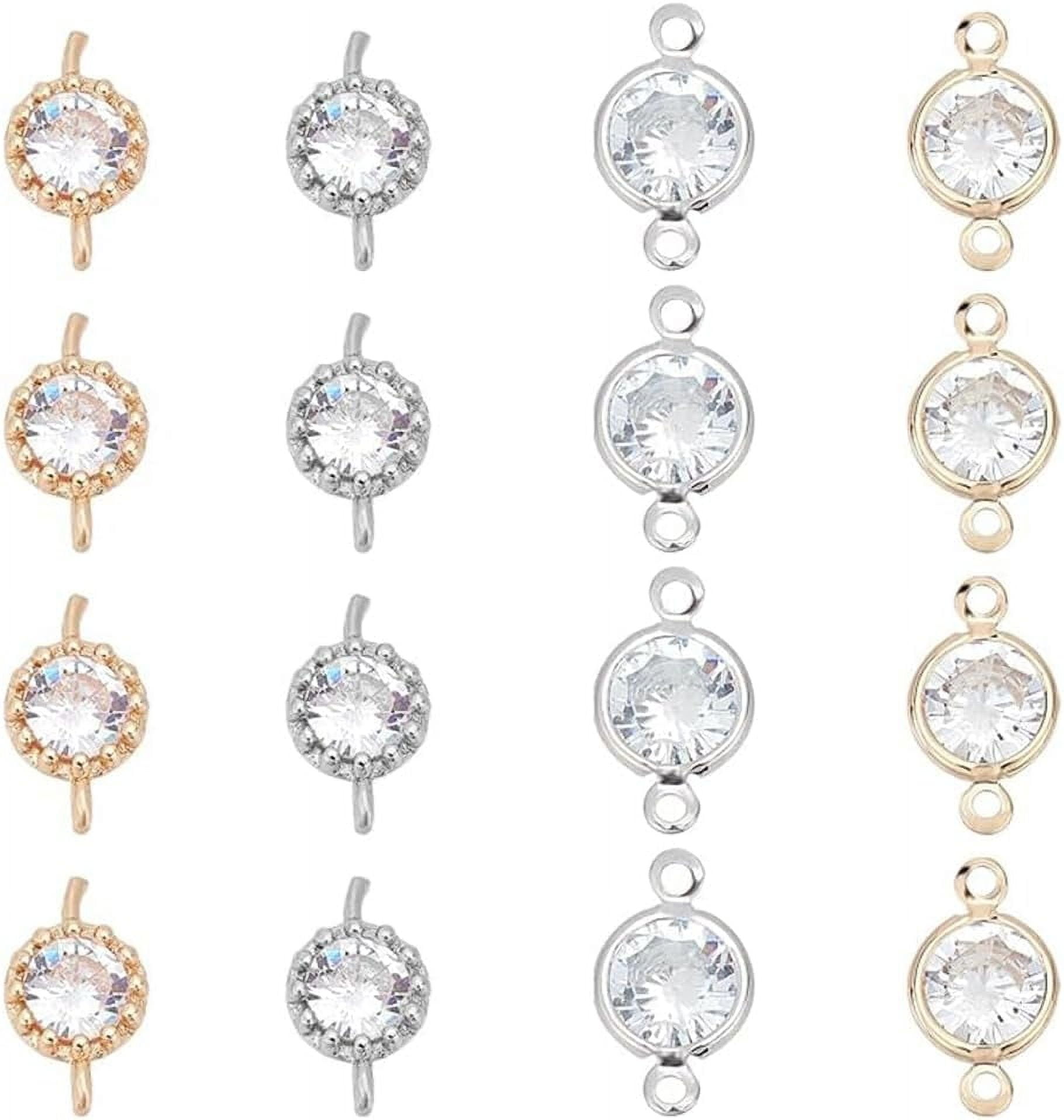 32Pcs 4 Styles Rhinestone Connector Charm Round Crystal Charm with ...