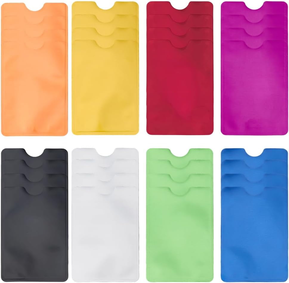 32Pcs 8 Colors RFID Blocking Sleeves Credit Card Holder Protector ...