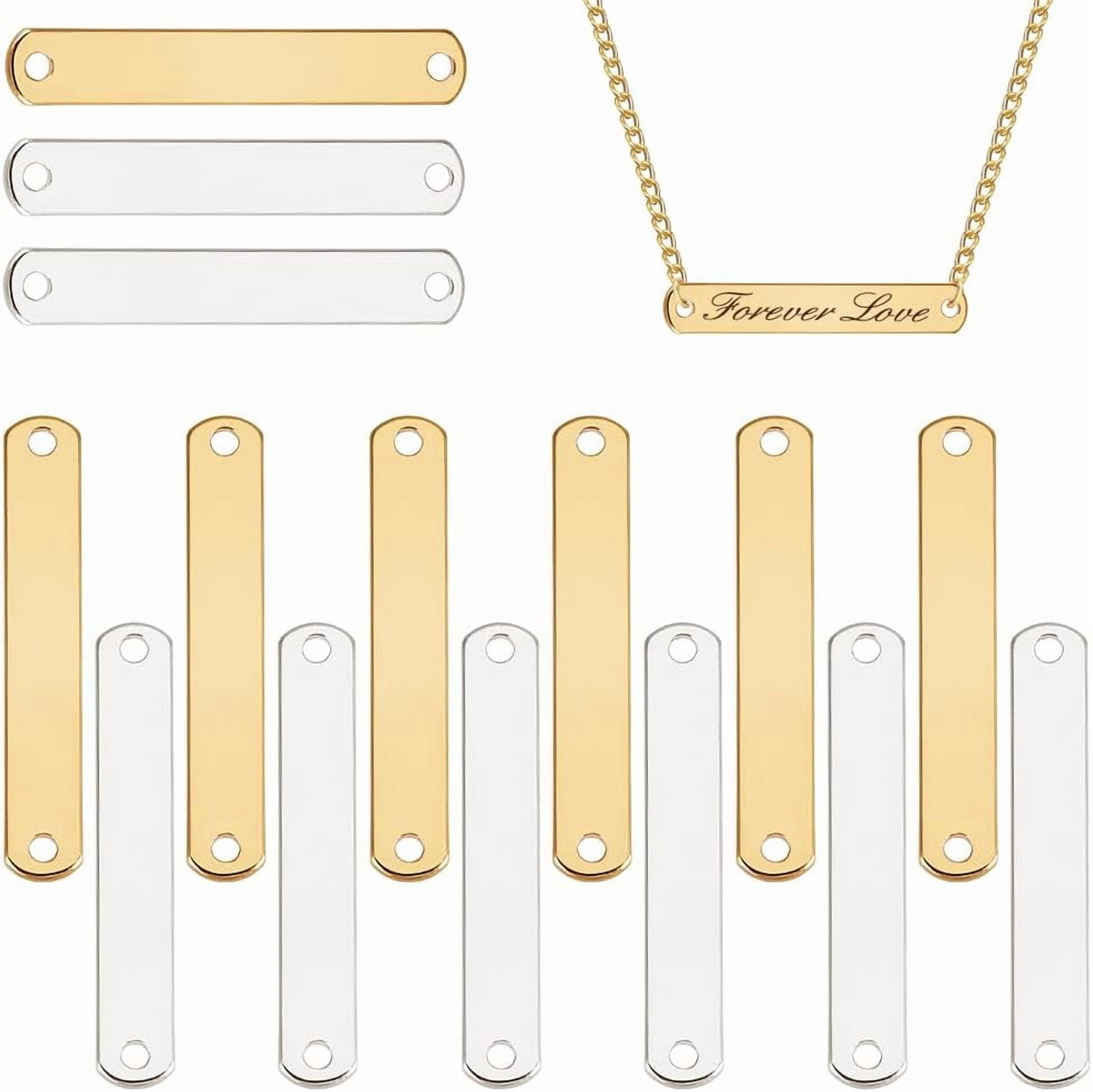 32Pcs Brass Stamping Blank Tag Rectangle Stamping Charms with 2 Holes ...