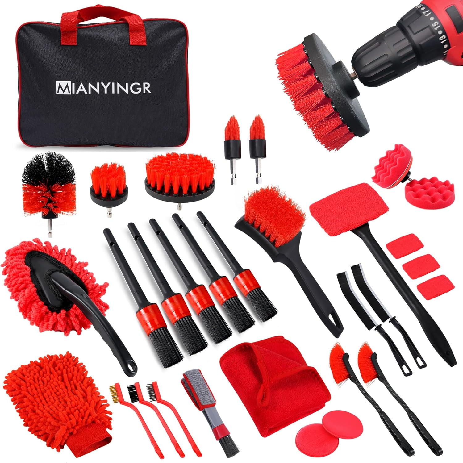 32Pcs Car Detailing Kit, Auto Detailing Brush Set and Drill Brush ...