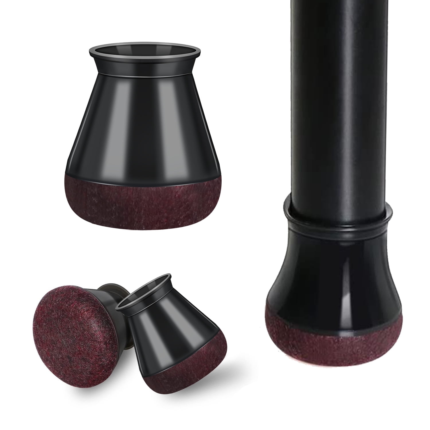 "32Pcs Black Chair Leg Protectors, Rubber, Felt Pads, For Hardwood ...