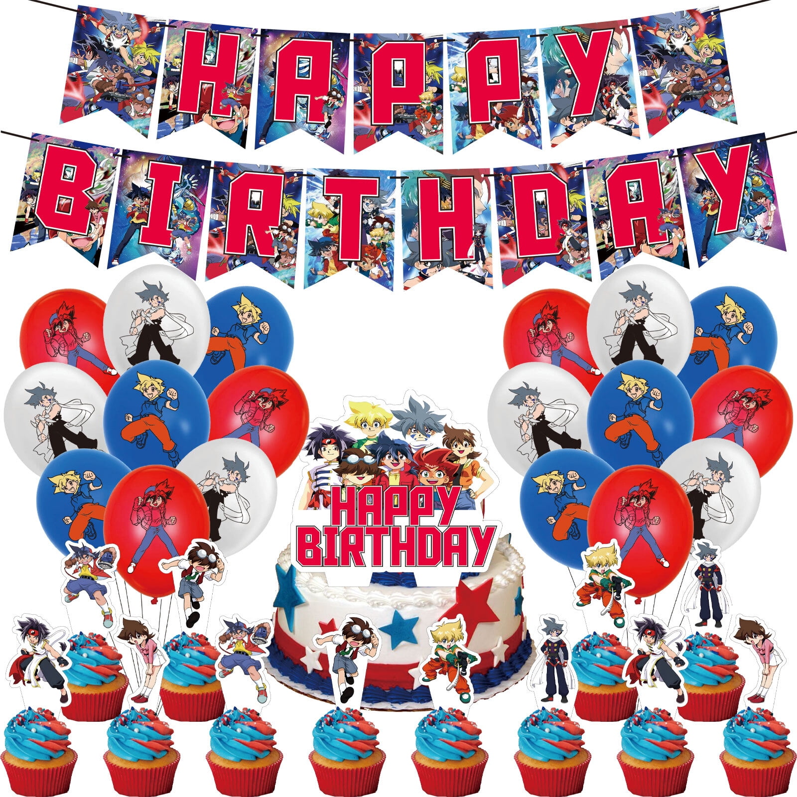 32Pcs For Beyblade Party Decoration Kit – Includes Banner, 18 Balloons ...