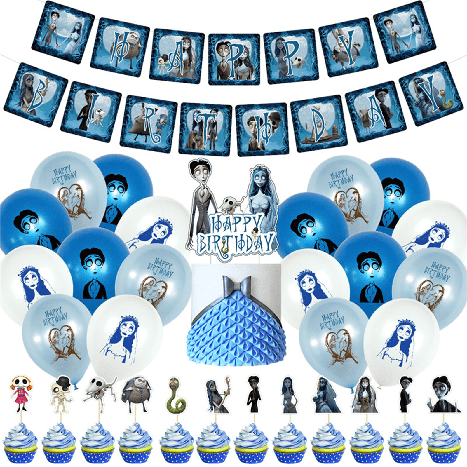 32Pcs For Corpse Bride Party Decoration Kit – Includes Banner, 18 ...