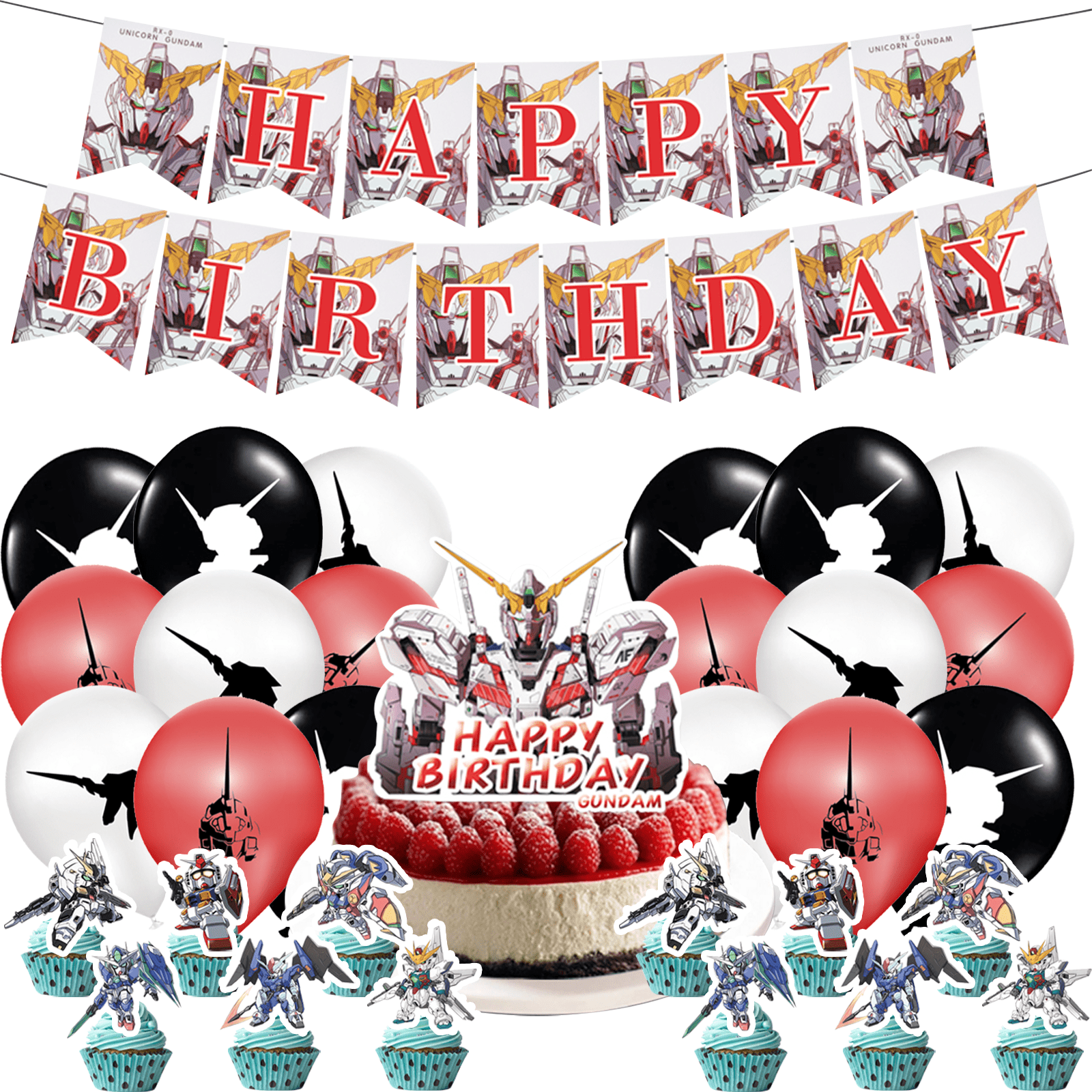32Pcs For Gundam Party Decoration Kit – Includes Banner, 18 Balloons,13 ...