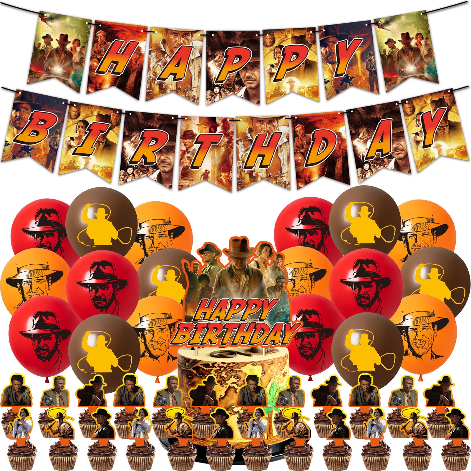 32Pcs For Indiana Jones Party Decoration Kit – Includes Banner, 18 ...