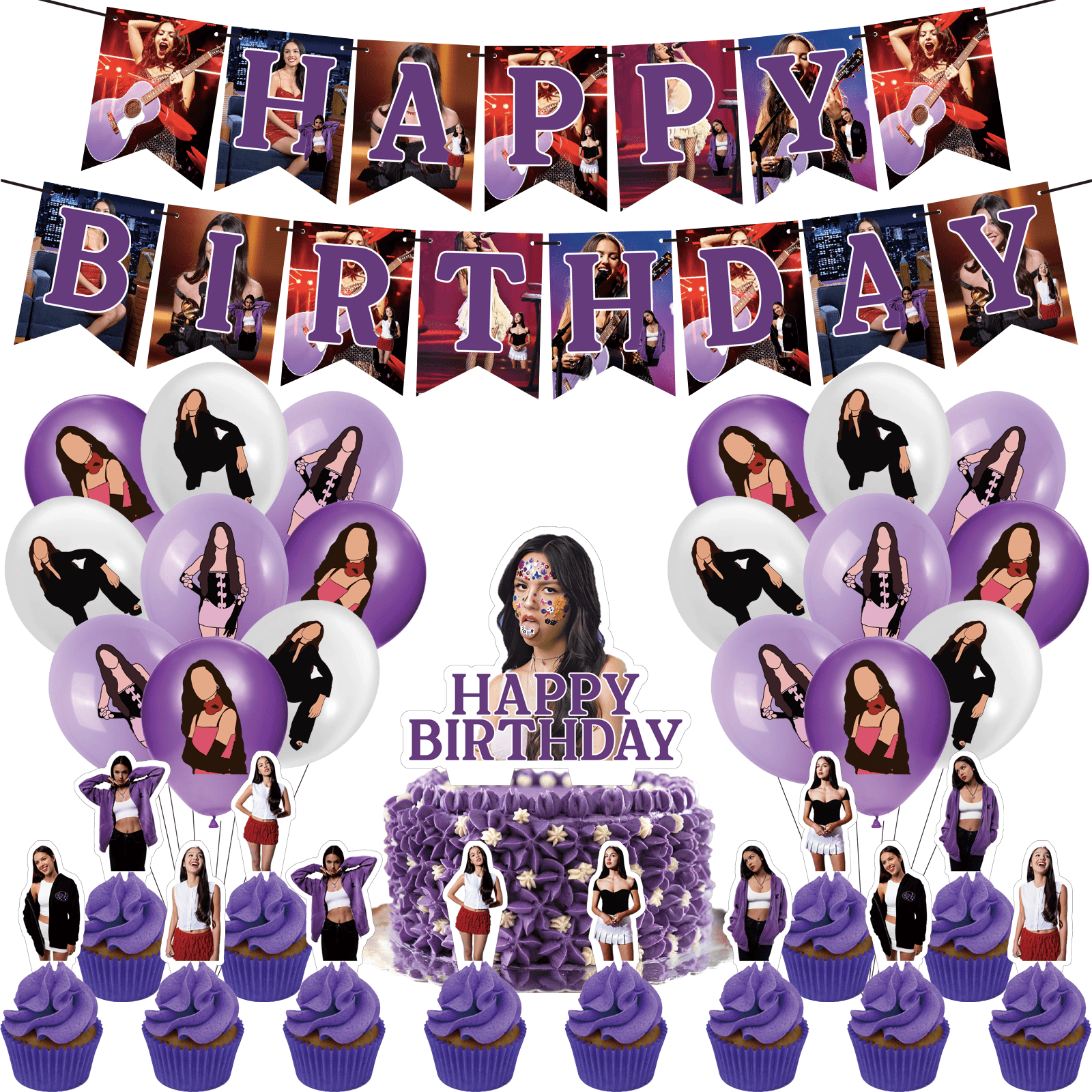 32Pcs For Olivia Cartoon For Rodrigo Party Decoration Kit – Includes ...