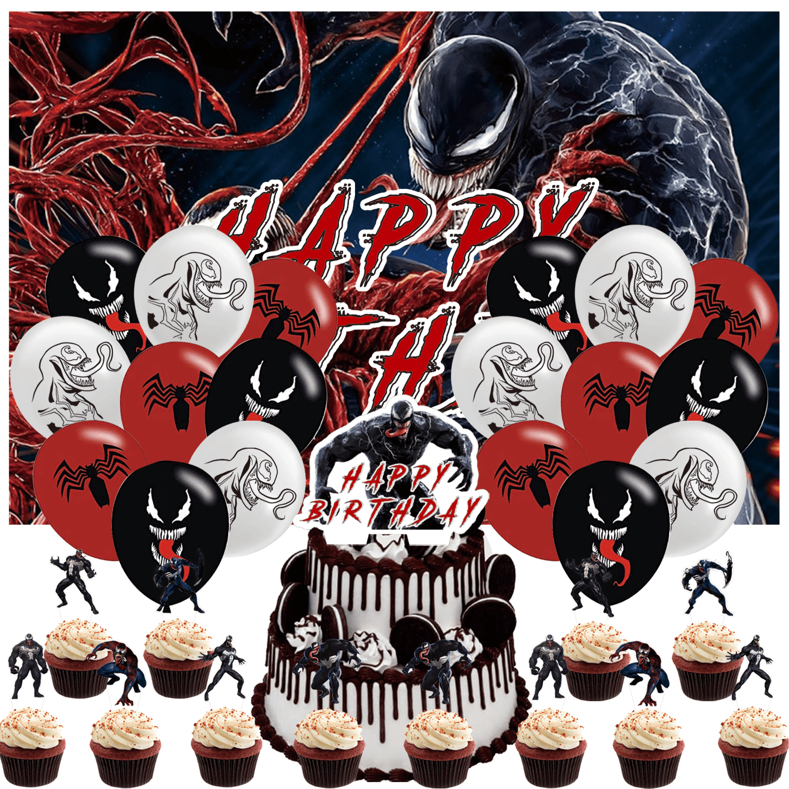 32Pcs Fos Venom Theme Birthday Party Decorations ,With 5*3ft Birthday ...