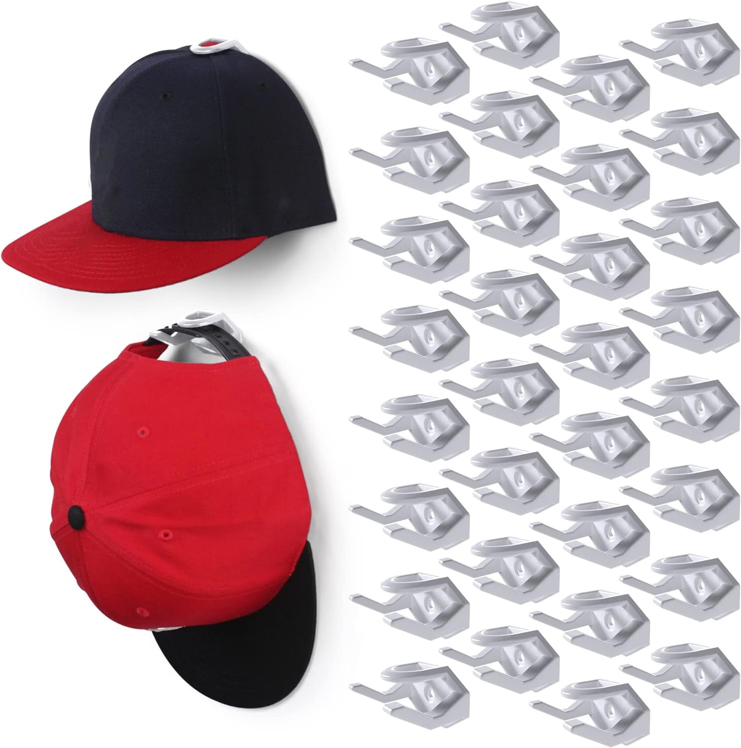 32Pcs Hat Hooks with Screws and Adhesive Piece for Baseball Caps ...