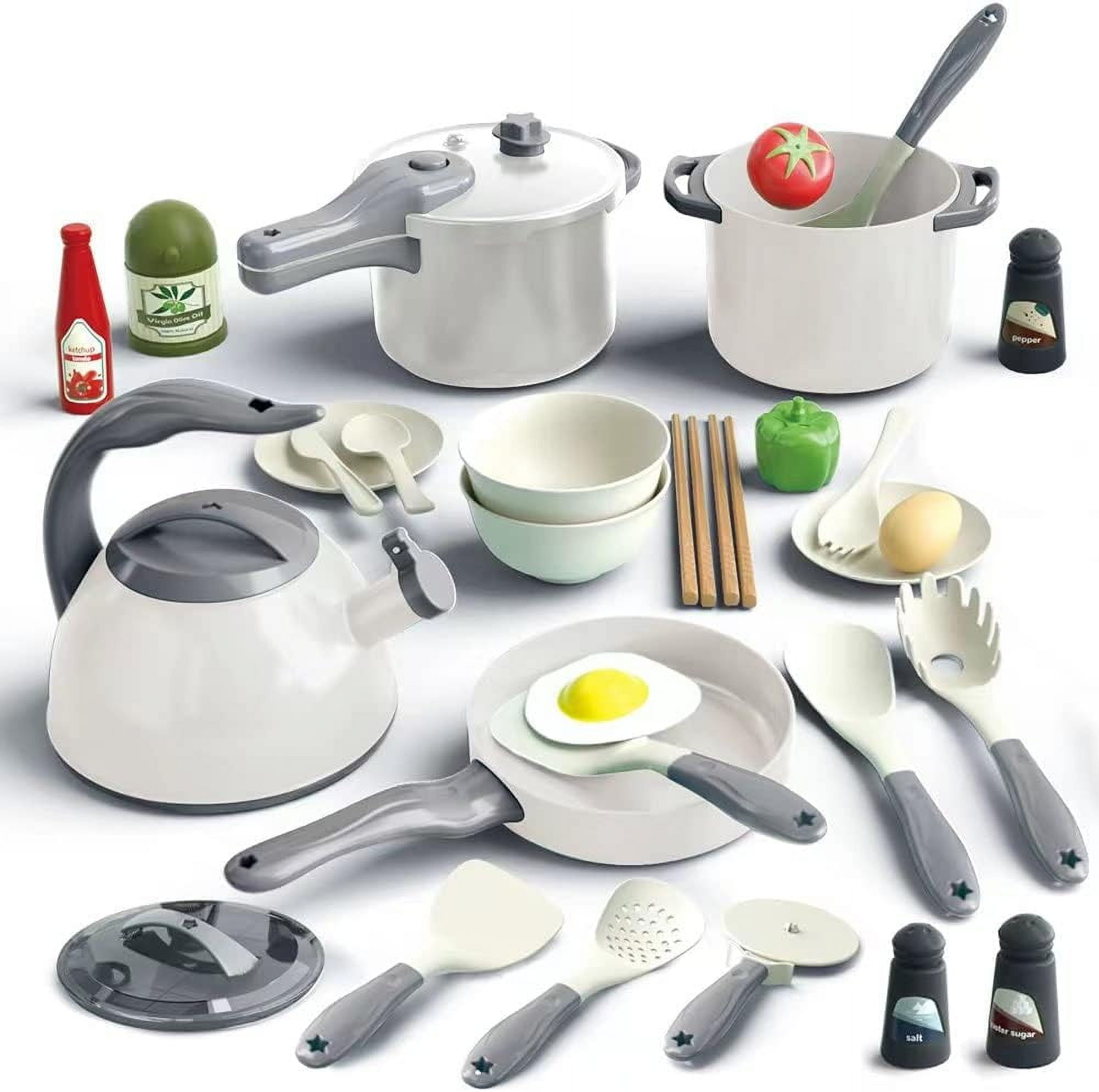 32Pcs Kids Play Kitchen Toys Set, Toddlers Pretend Cooking Playset ...