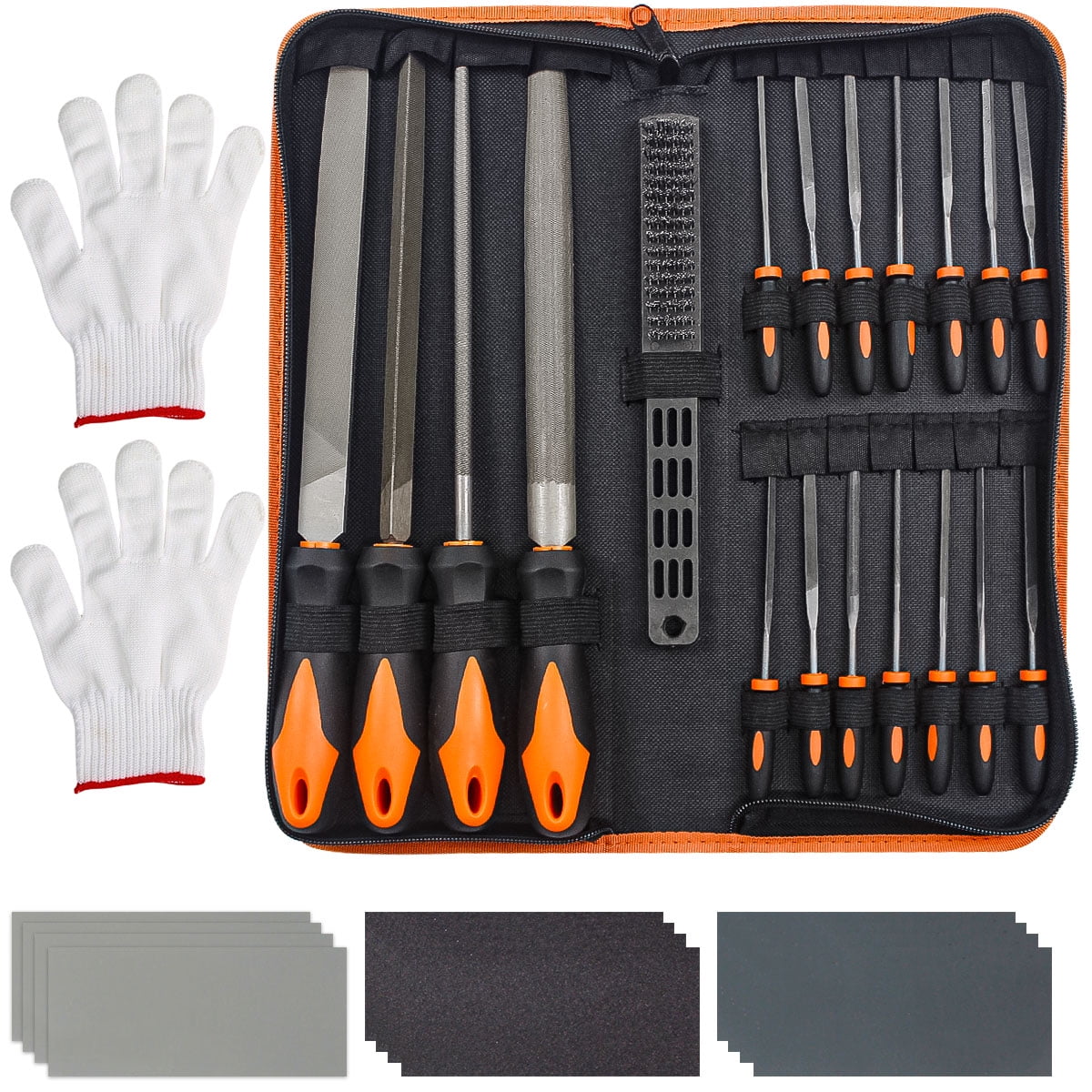 32Pcs Metal File Set, Hand File and Rasp Tool Kit, Triangular, Half ...