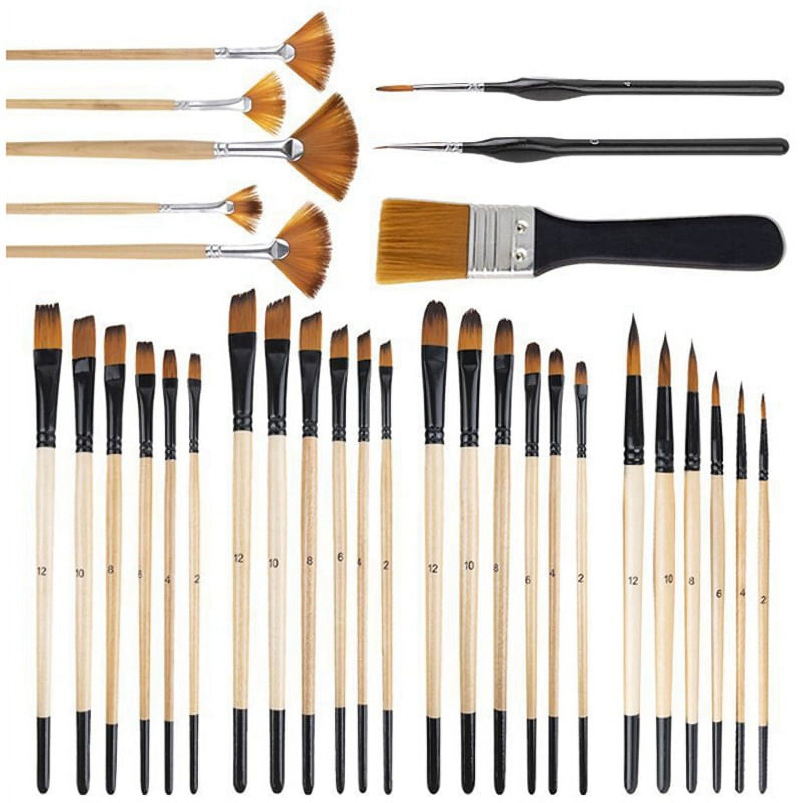 32Pcs Paint Brushes for Acrylic Painting,Premium Nylon Bristles with ...