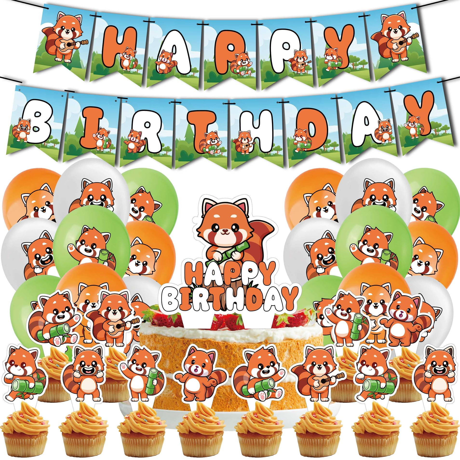 32Pcs Red PandaTRDN Theme Party Supplies and Decorations - Happy ...
