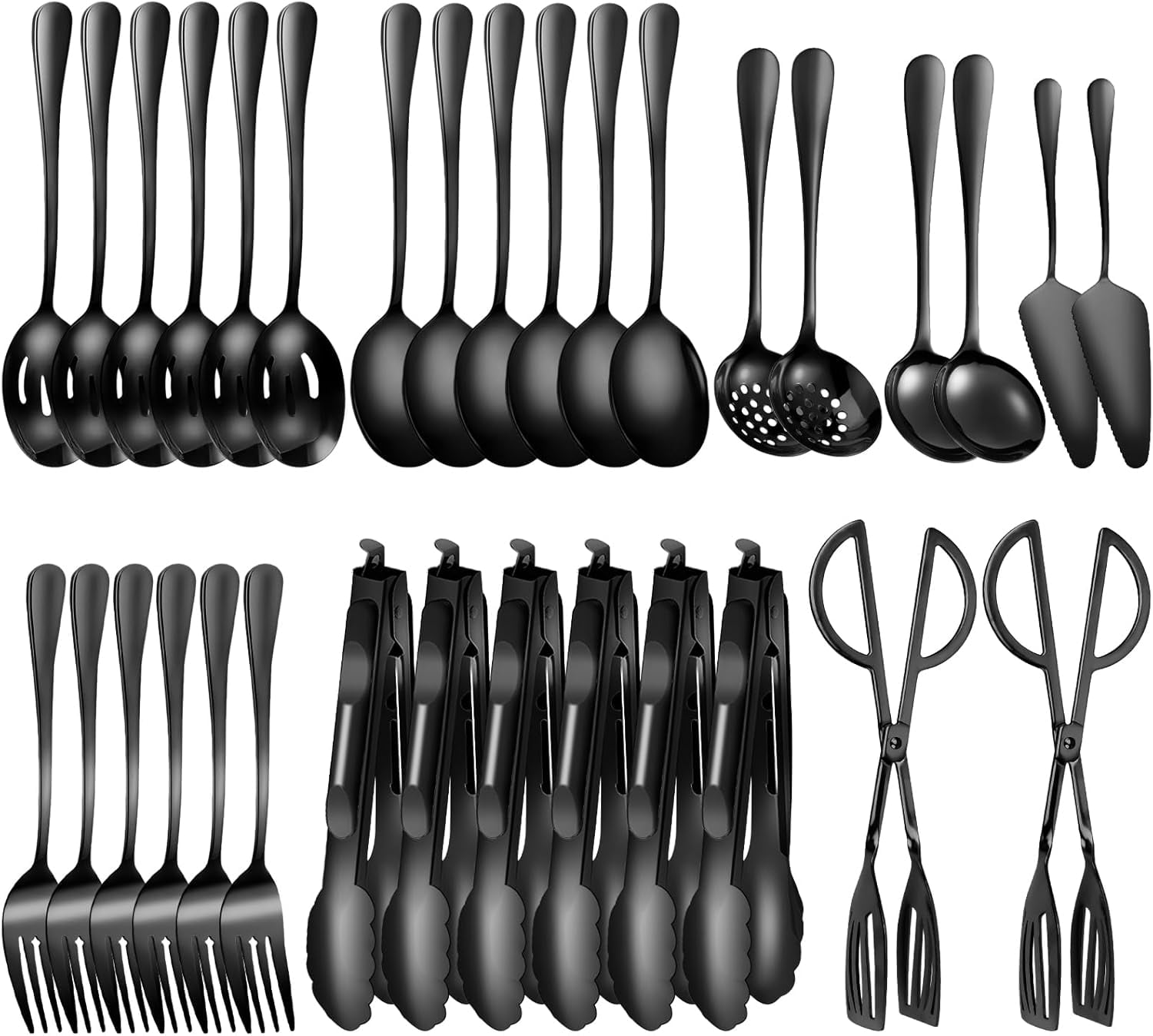32Pcs Serving Utensils Set Serving Spoons, Buffet Tongs, Cake Spatula ...