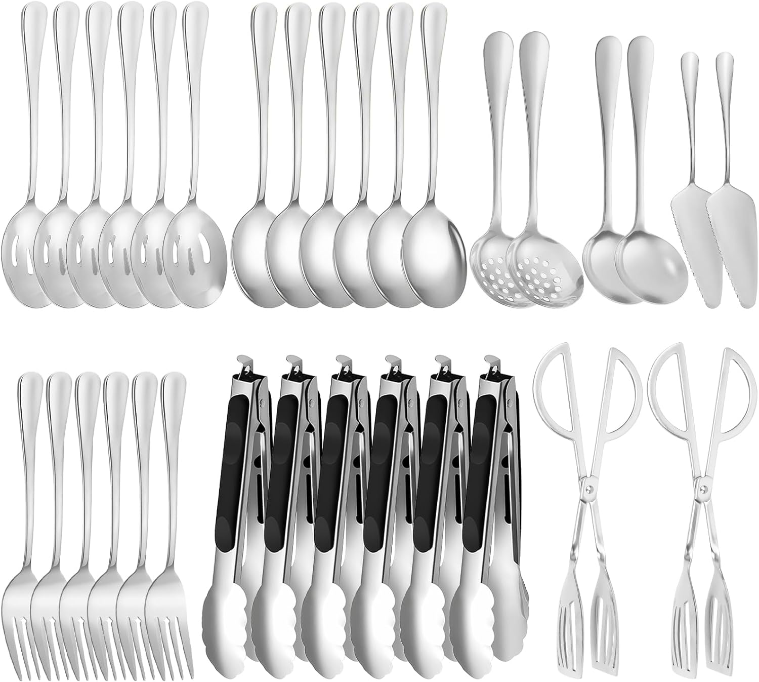 32Pcs Serving Utensils Set Serving Spoons, Buffet Tongs, Cake Spatula ...