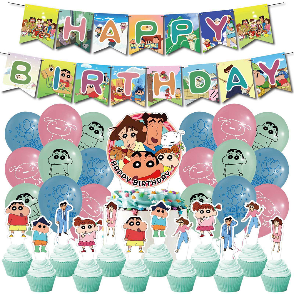 32Pcs/Set Kid Cartoon Birthday Party Crayon Shin-chan Theme Party ...