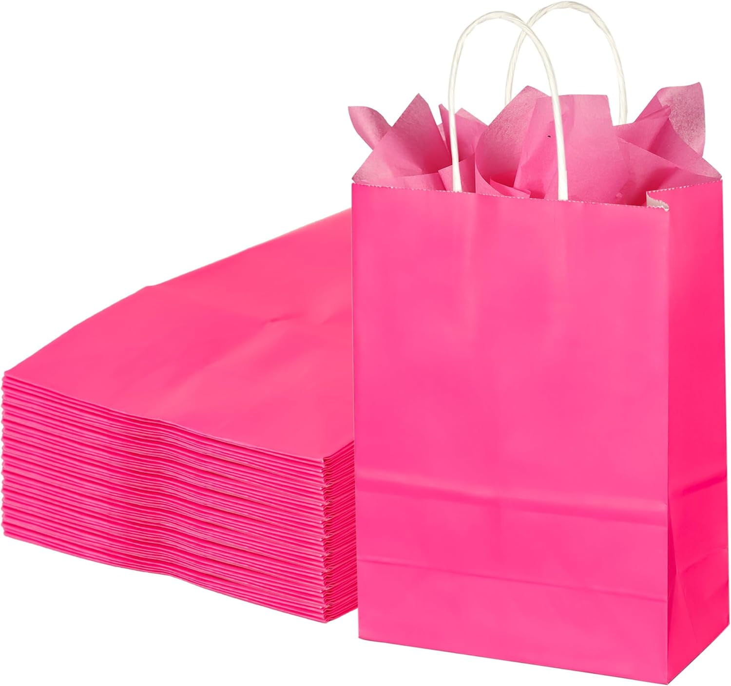 32Pcs Small Paper Gift Bags with Tissues, Hot Pink Party Favor Bags ...