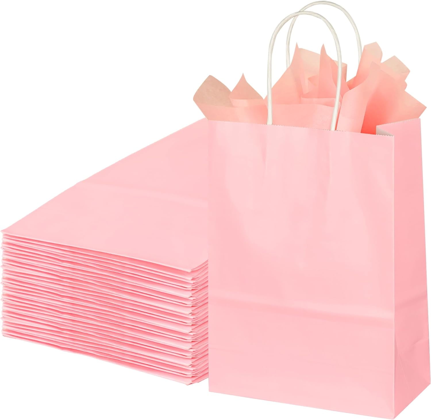 32Pcs Small Paper Gift Bags with Tissues, Pink Party Favor Bags with ...