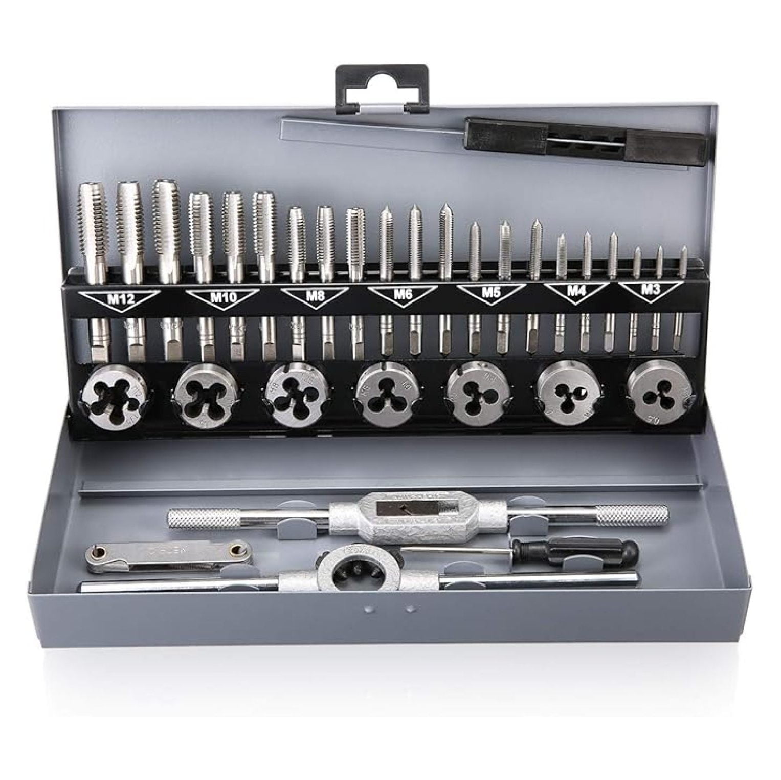 32Pcs Tap and Die Set Metric Hardened Steel Combination Garage Tool Kit ...